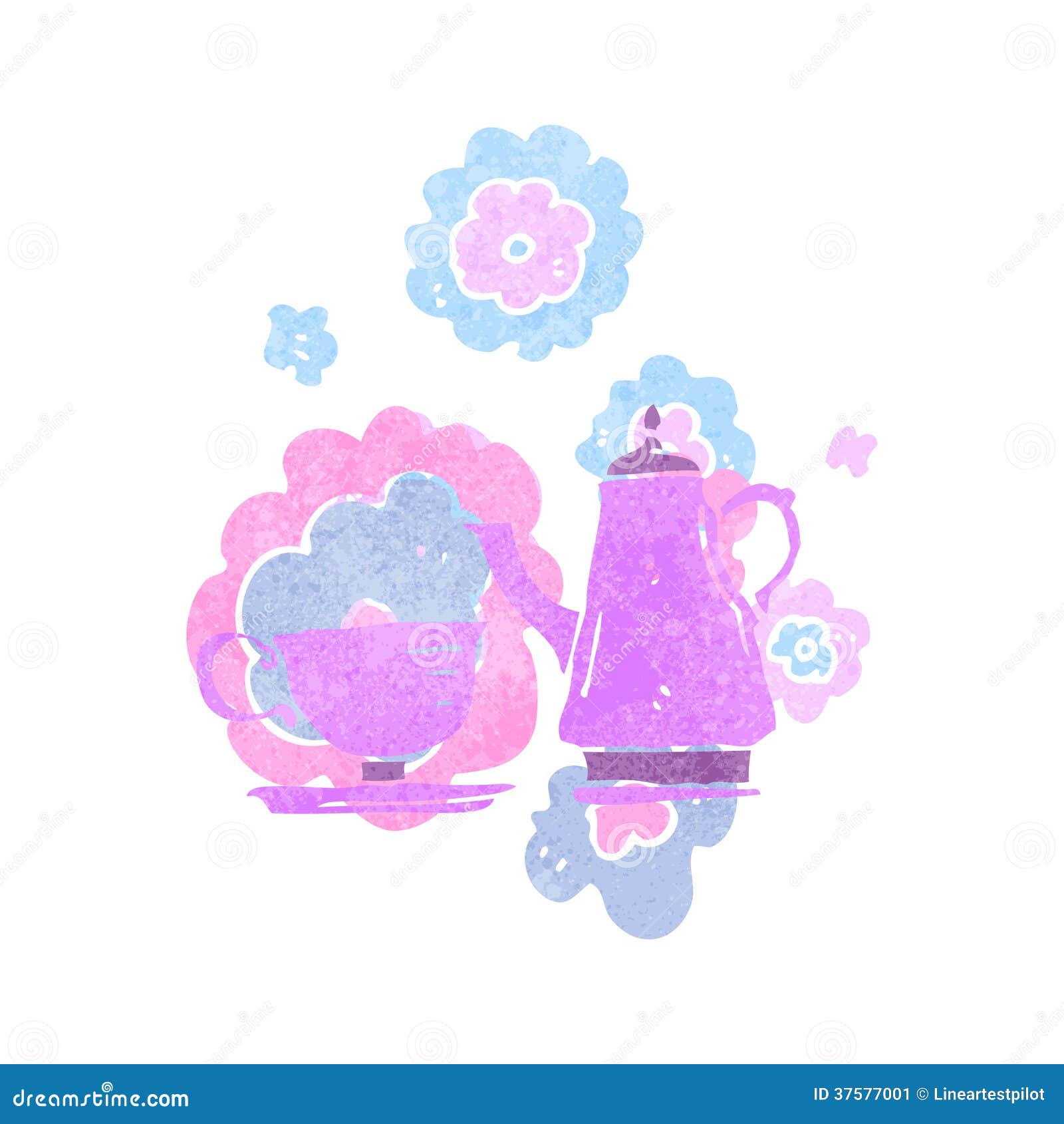 Retro cartoon tea set stock vector. Illustration of artwork - 37577001