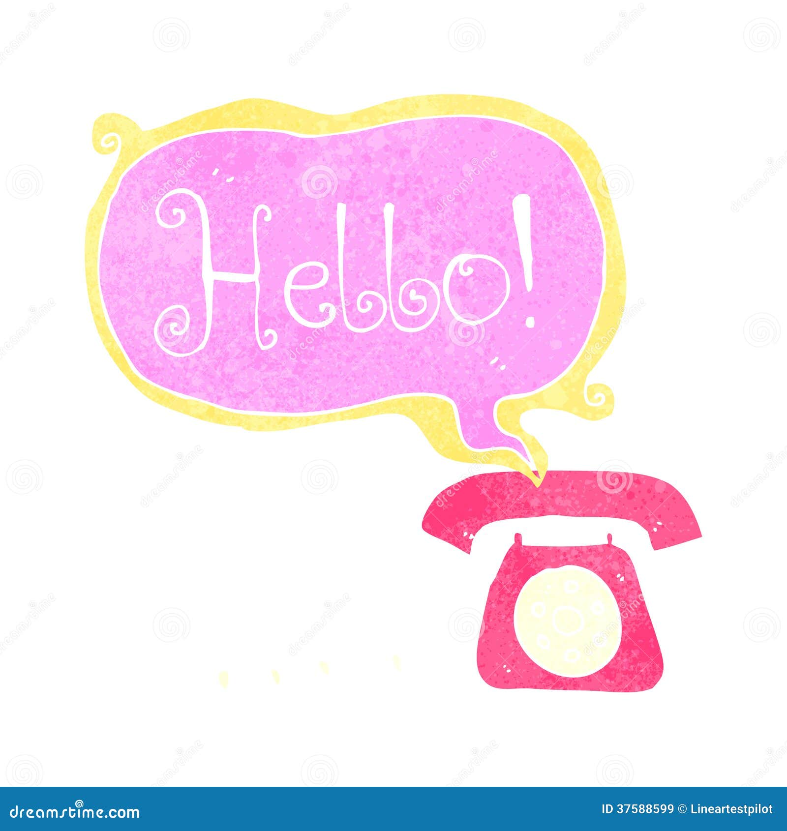 Retro Cartoon Telephone Saying Hello Stock Illustration - Illustration ...