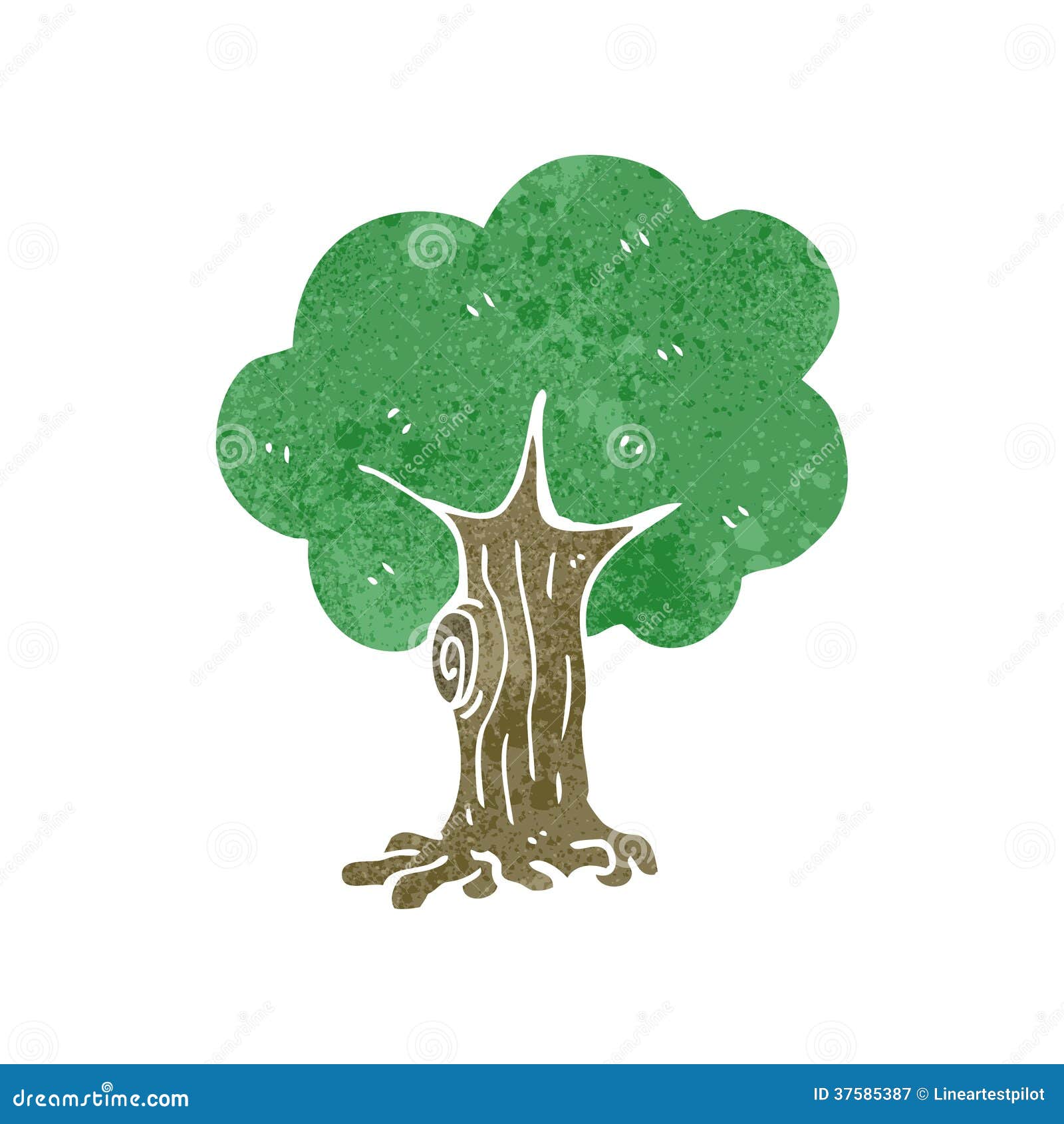 Retro cartoon tree stock vector. Illustration of watercolor - 37585387