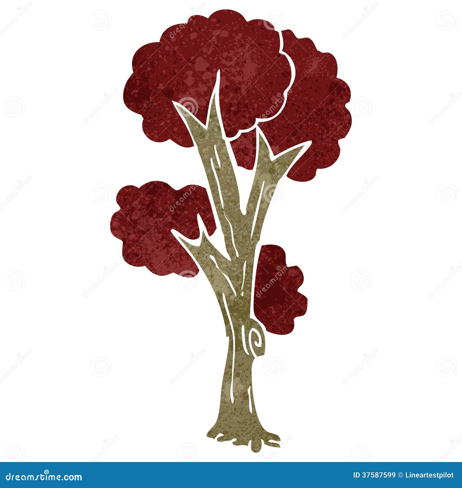 Retro cartoon tree stock vector. Illustration of watercolor - 37587599