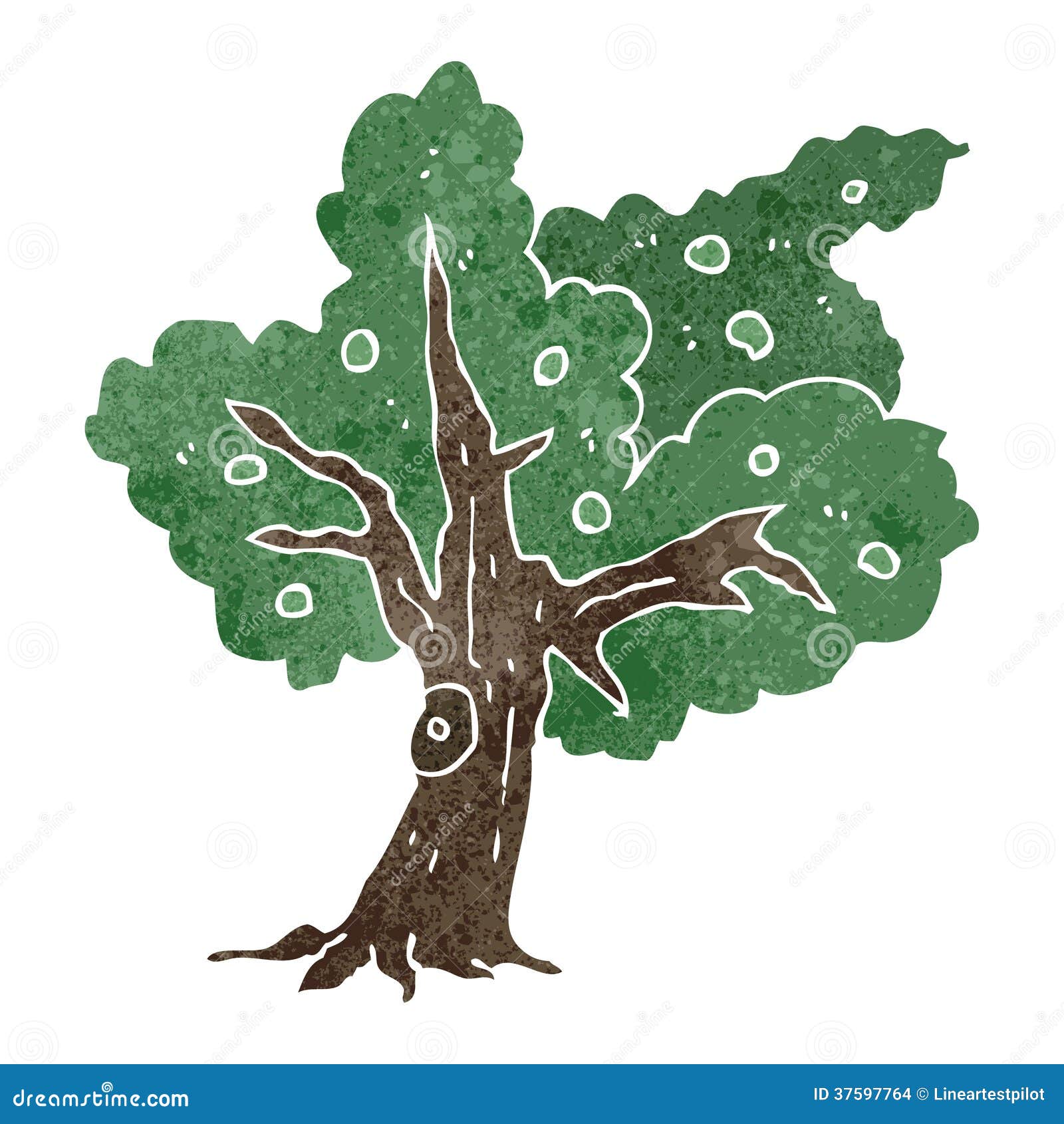Retro cartoon tree stock vector. Illustration of textured - 37597764