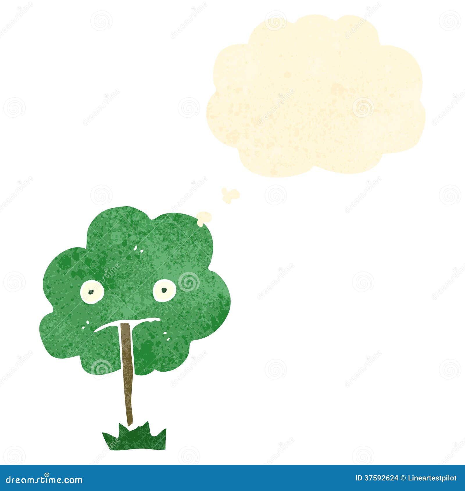 Retro Cartoon Tree with Face Stock Vector - Illustration of bubble ...