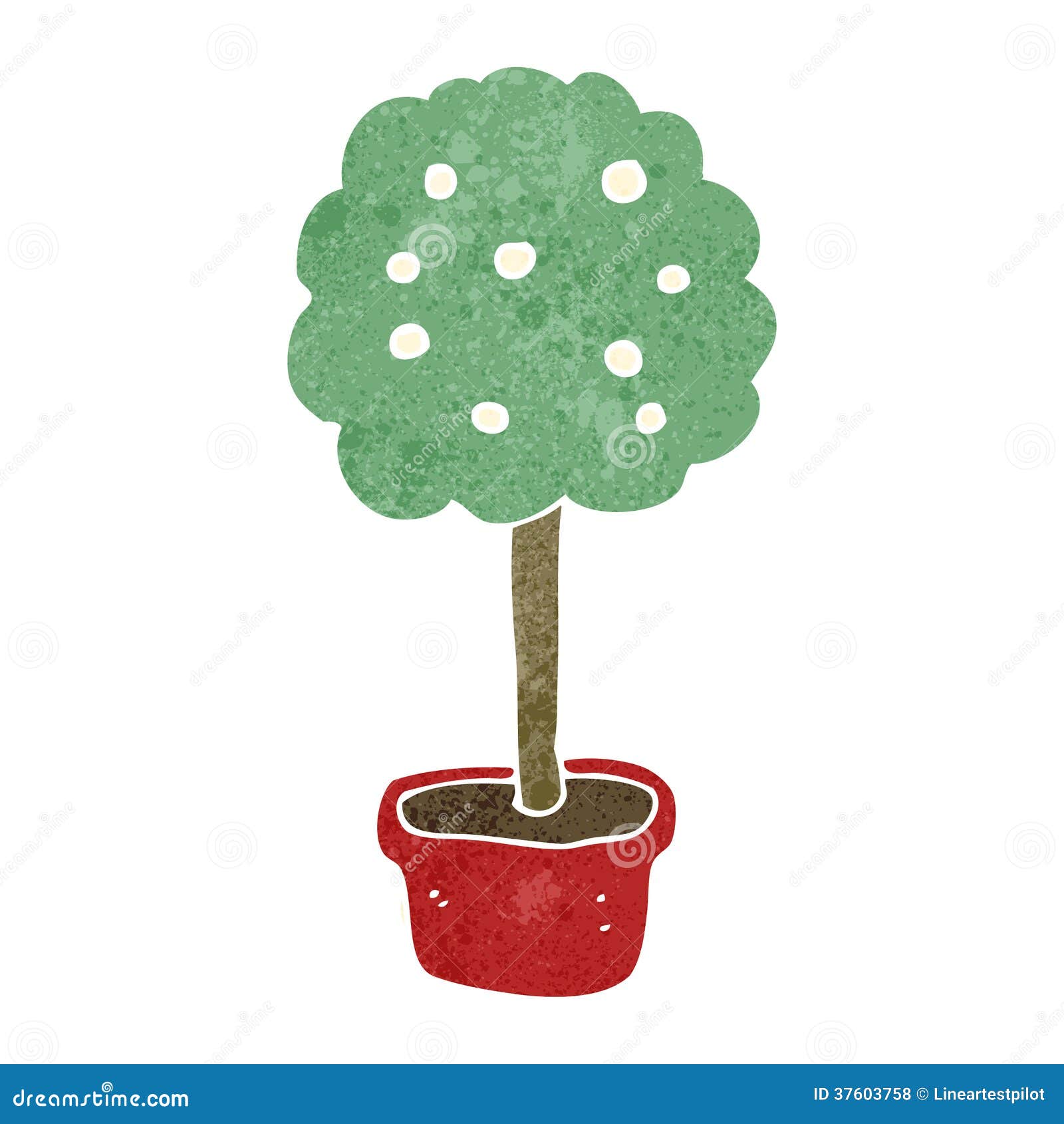 Retro cartoon tree stock illustration. Illustration of cute - 37603758