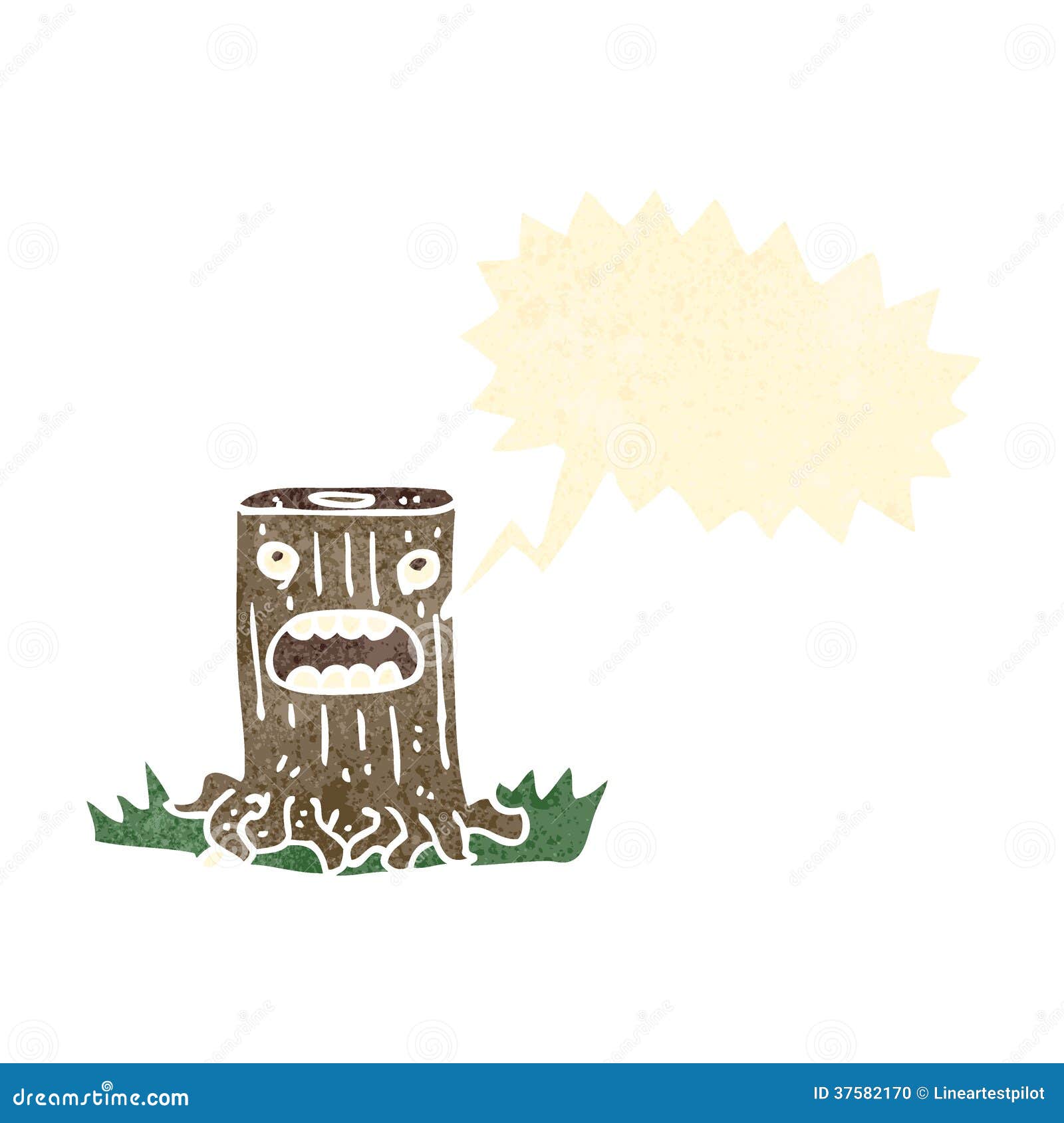 Retro cartoon tree stump stock vector. Illustration of cute - 37582170