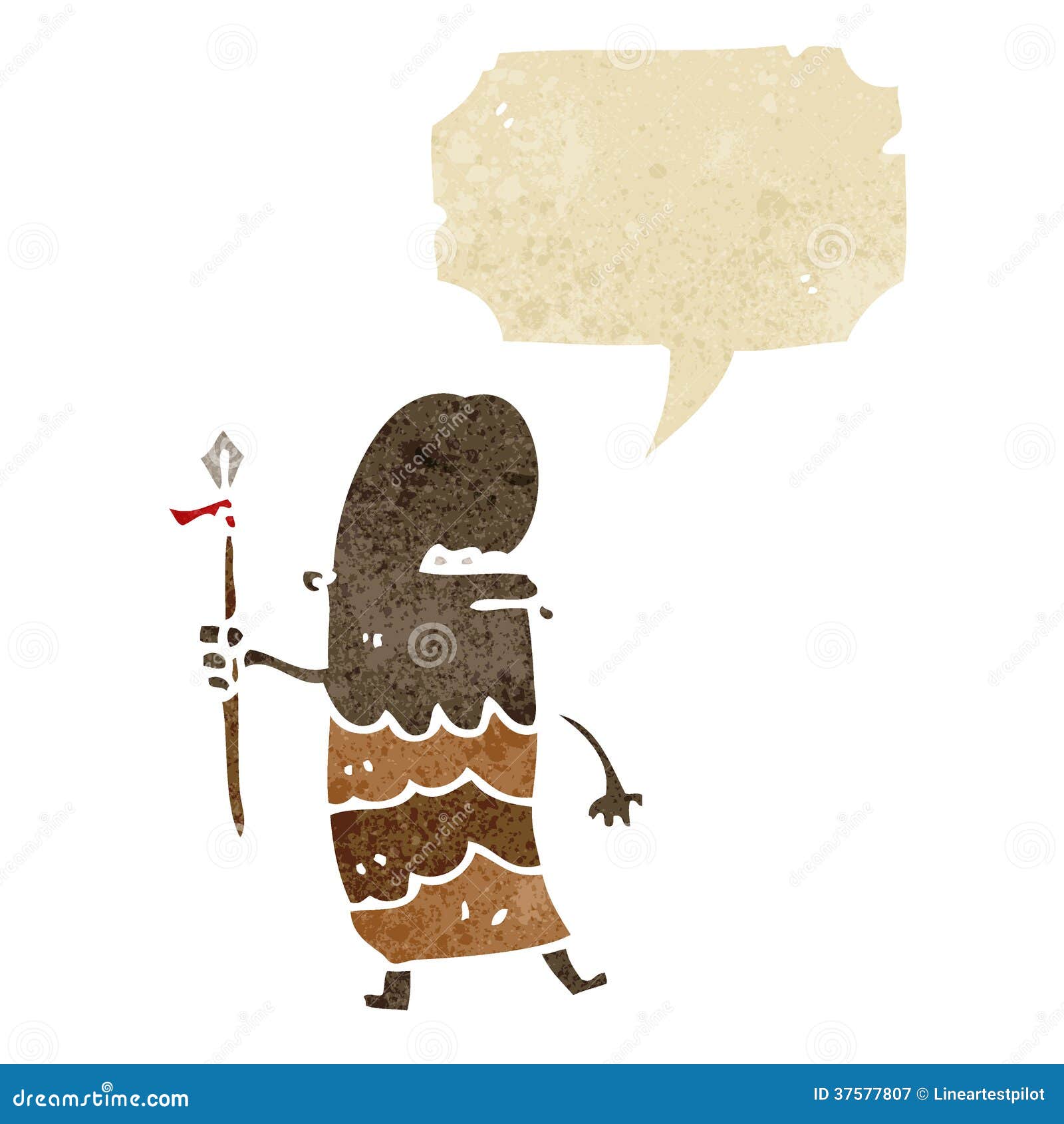 Retro cartoon tribal man stock vector. Illustration of grunge - 37577807