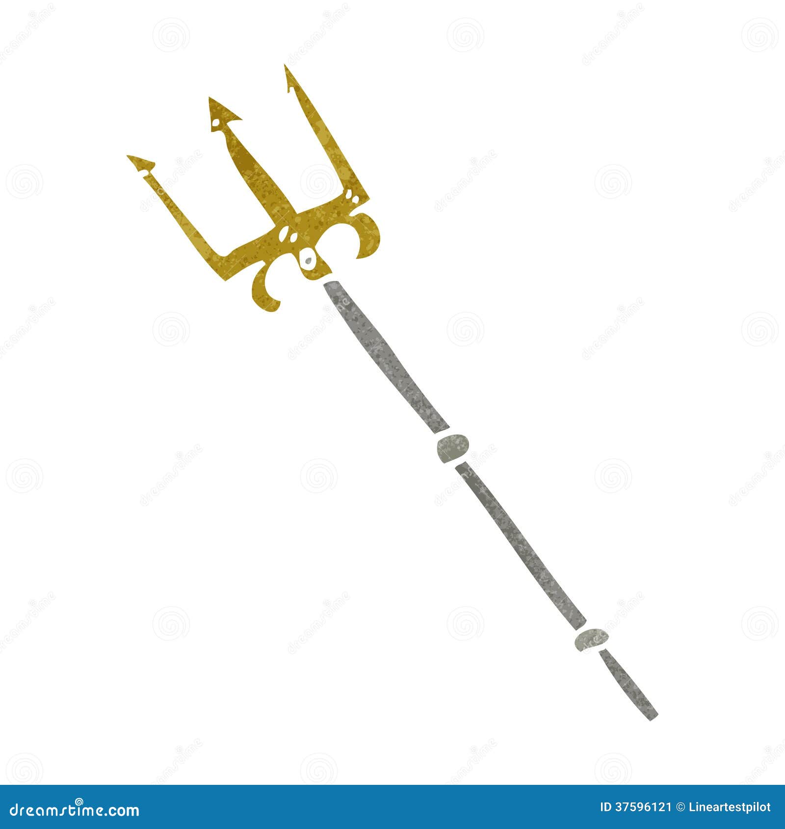 Retro cartoon trident stock vector. Illustration of drawing - 37596121