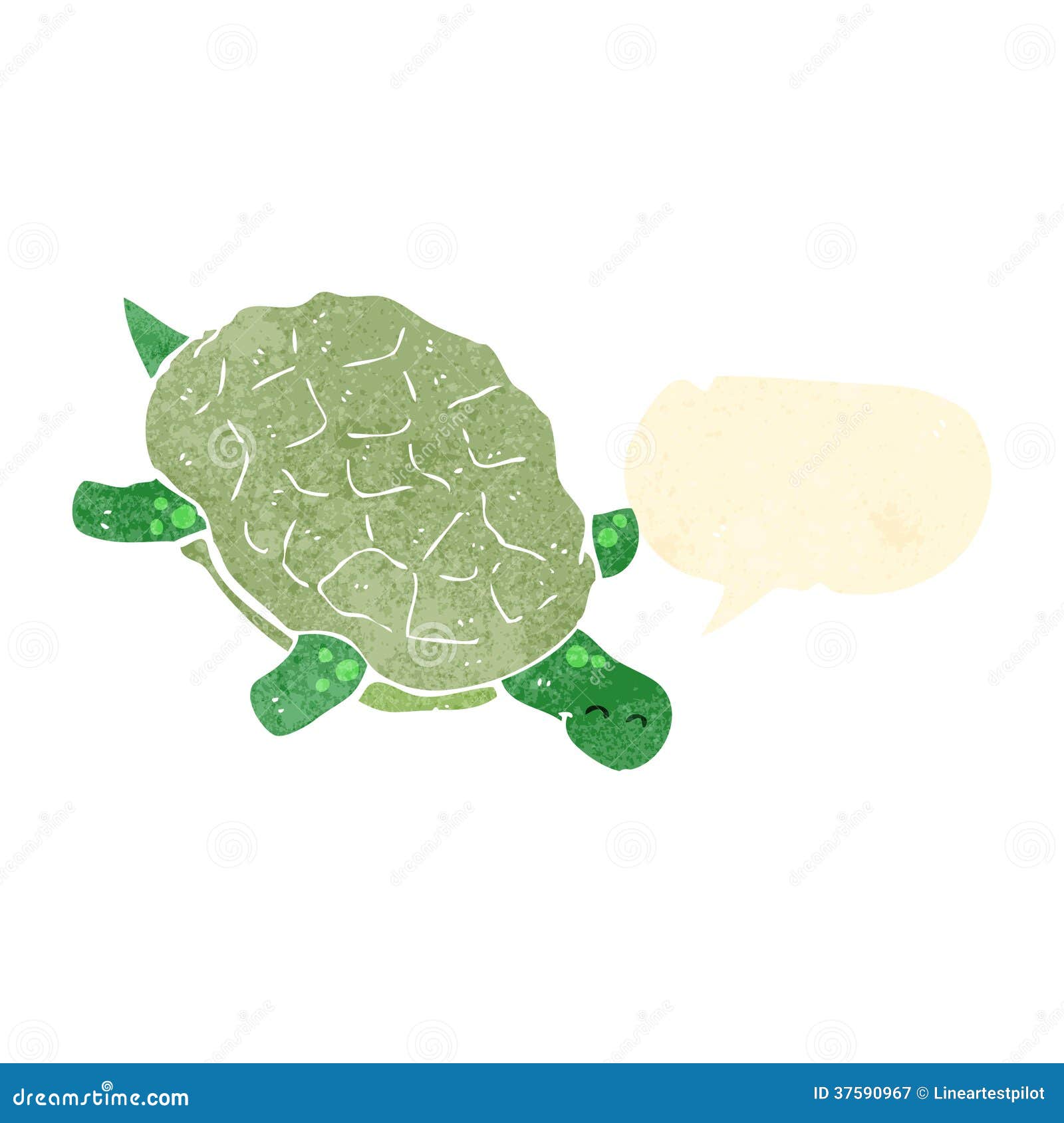 Retro Cartoon Turtle with Speech Bubble Stock Vector - Illustration of ...