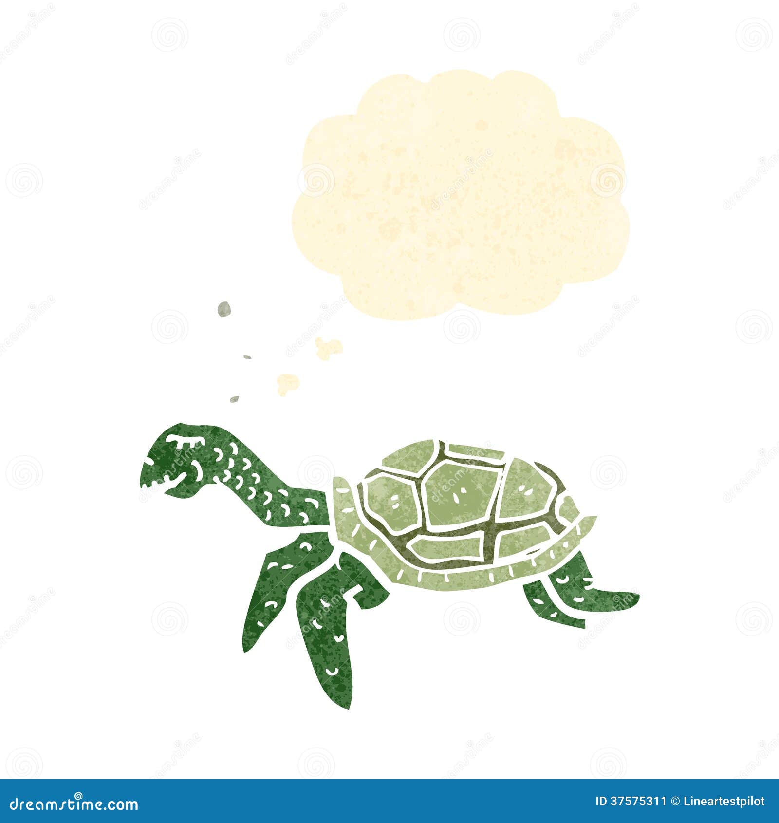 Retro Cartoon Turtle with Thought Bubble Stock Vector - Illustration of ...