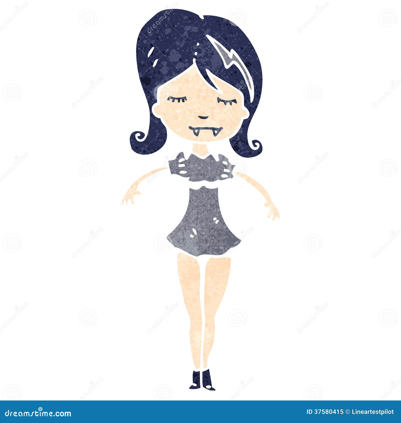 Retro cartoon vampire girl stock vector. Illustration of doodle - 37580415