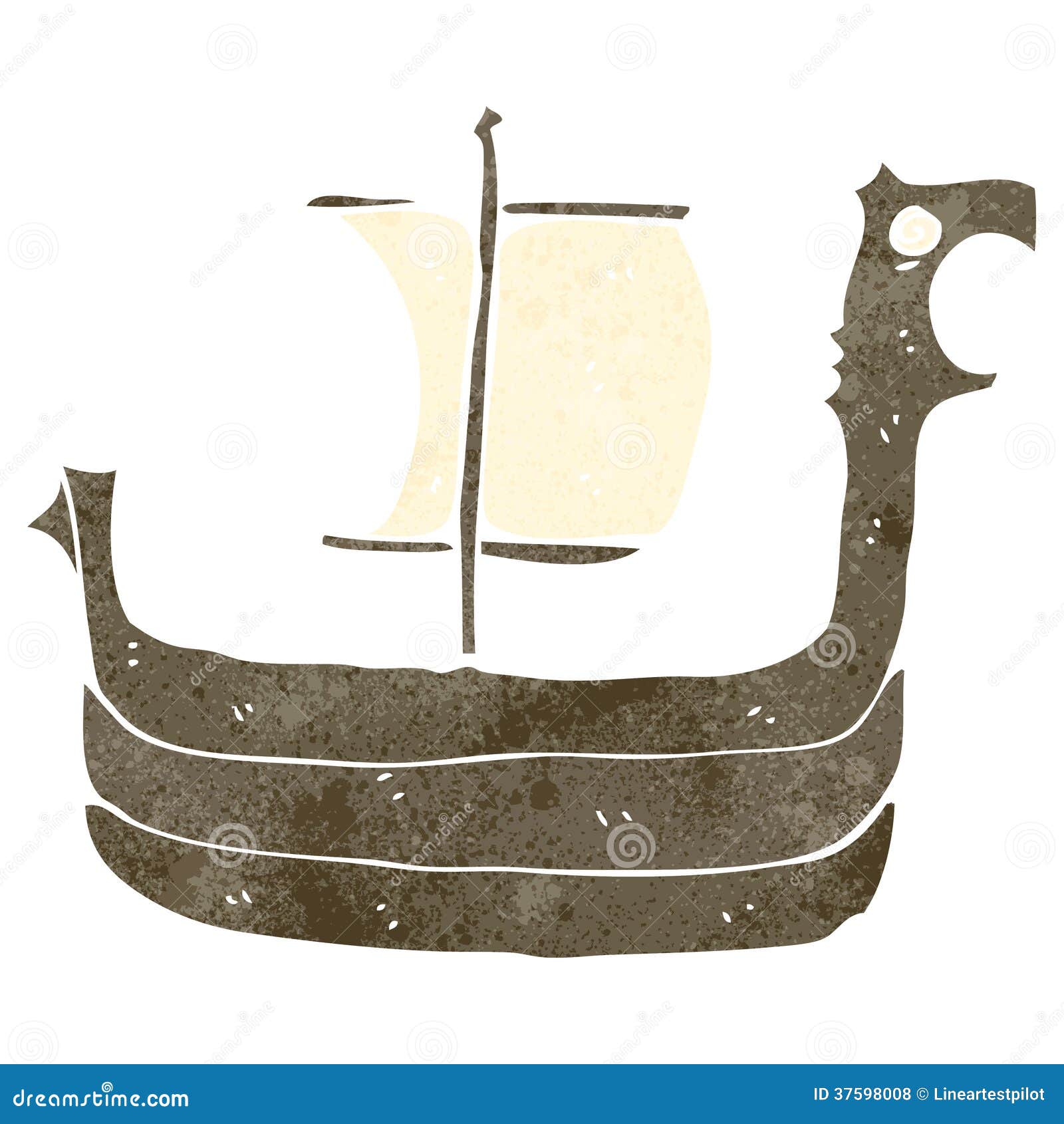Retro cartoon viking ship stock vector. Illustration of textured - 37598008