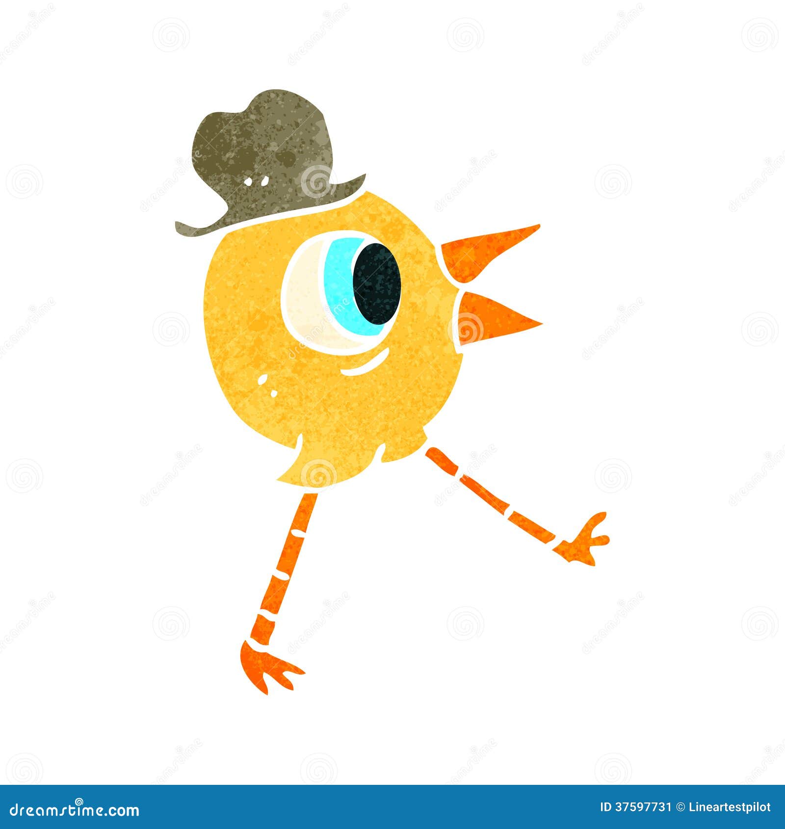 Retro cartoon walking bird stock vector. Illustration of drawn - 37597731