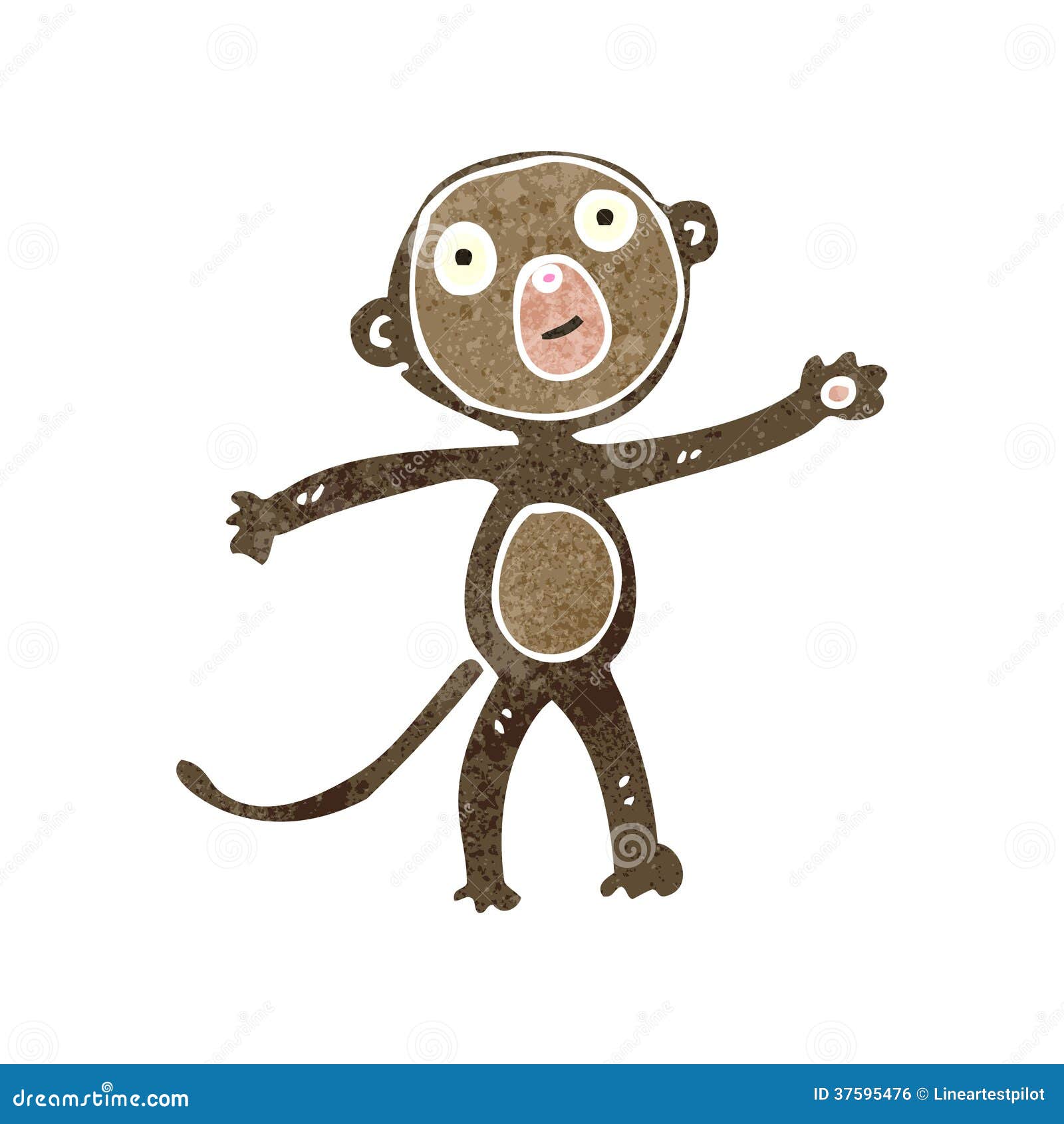 Retro Cartoon Waving Monkey Royalty Free Stock Image - Image: 37595476