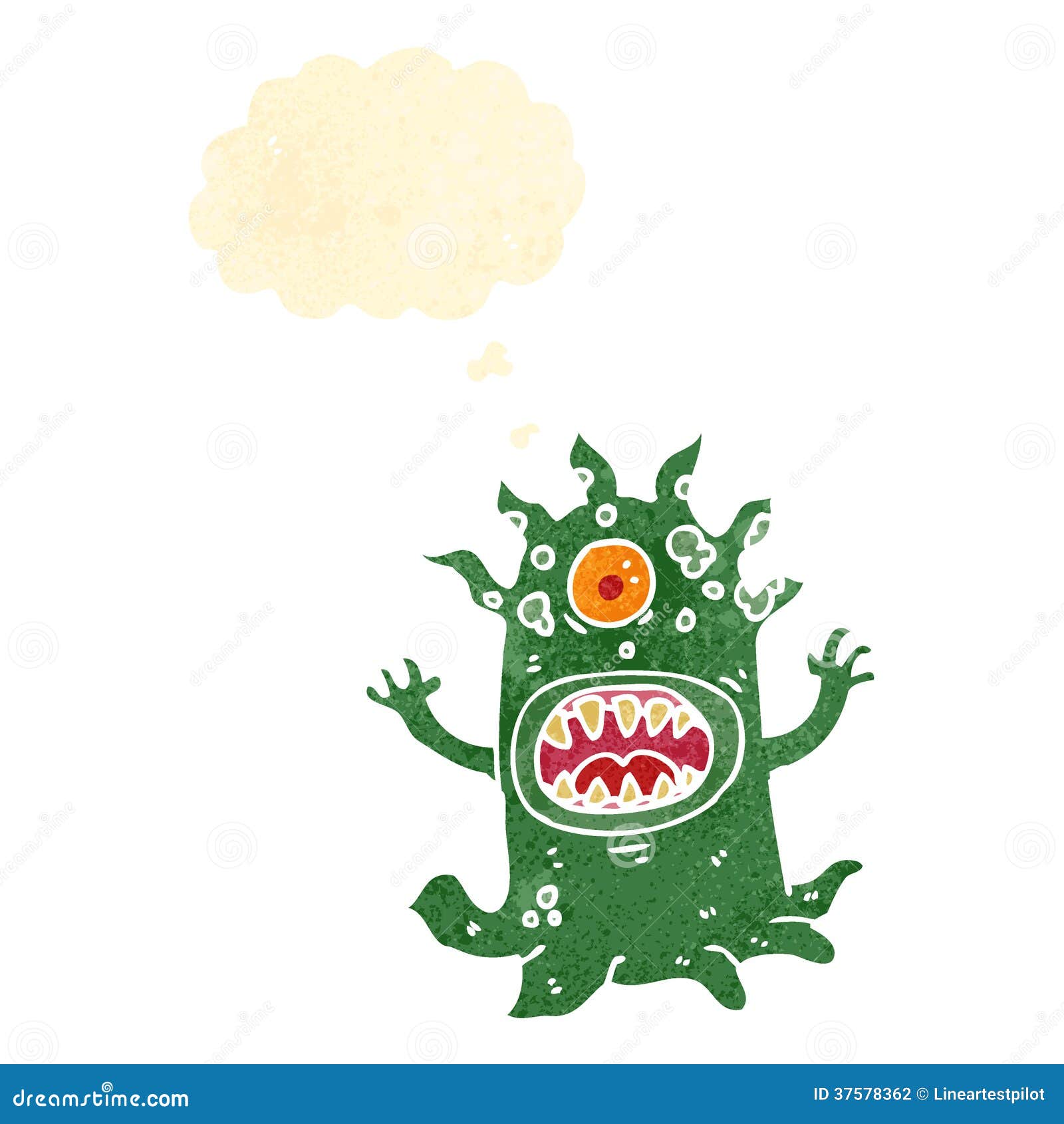 Retro Cartoon Weird Monster Stock Vector - Illustration of crazy ...