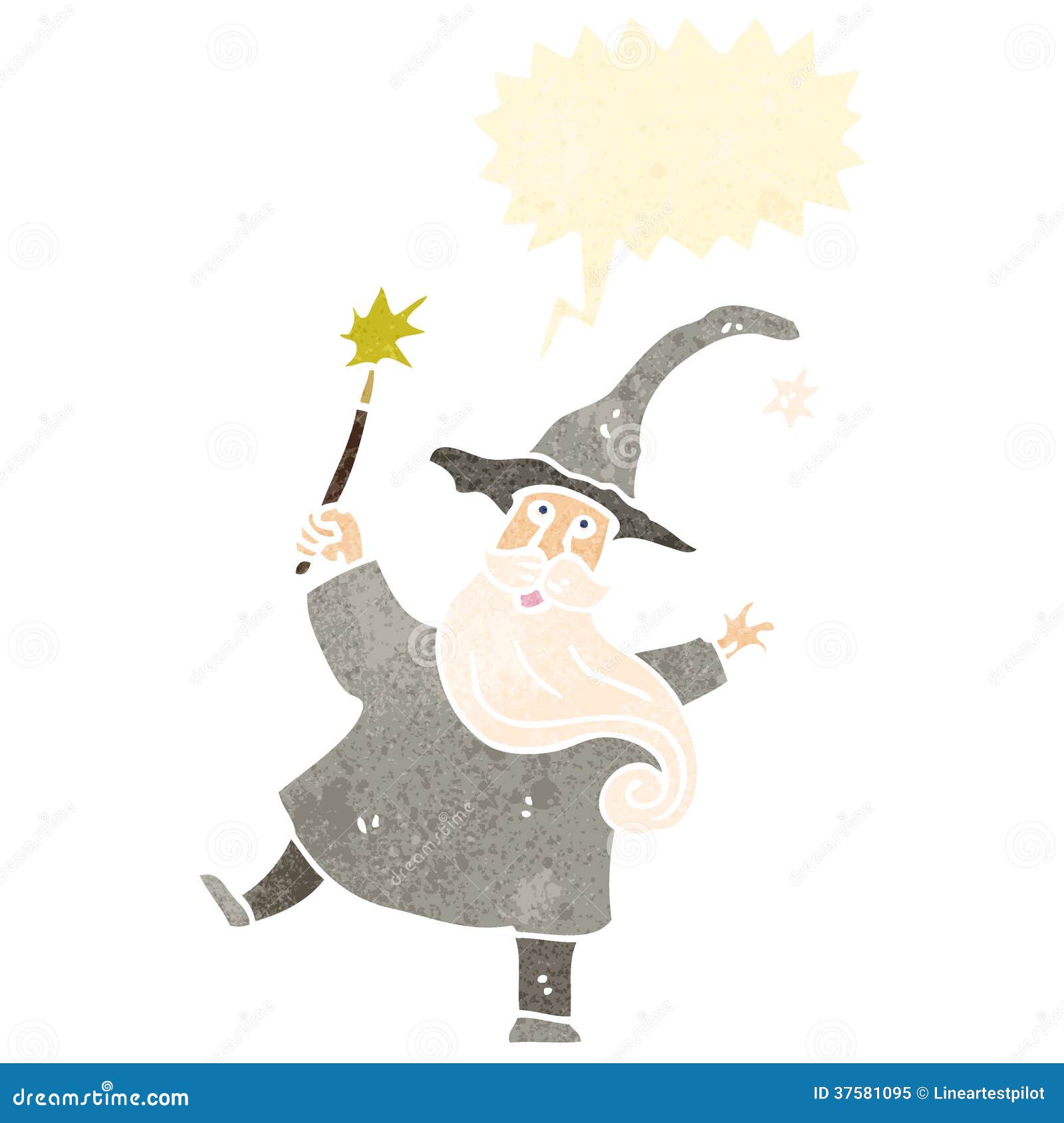 Retro cartoon wizard stock vector. Illustration of bubble - 37581095