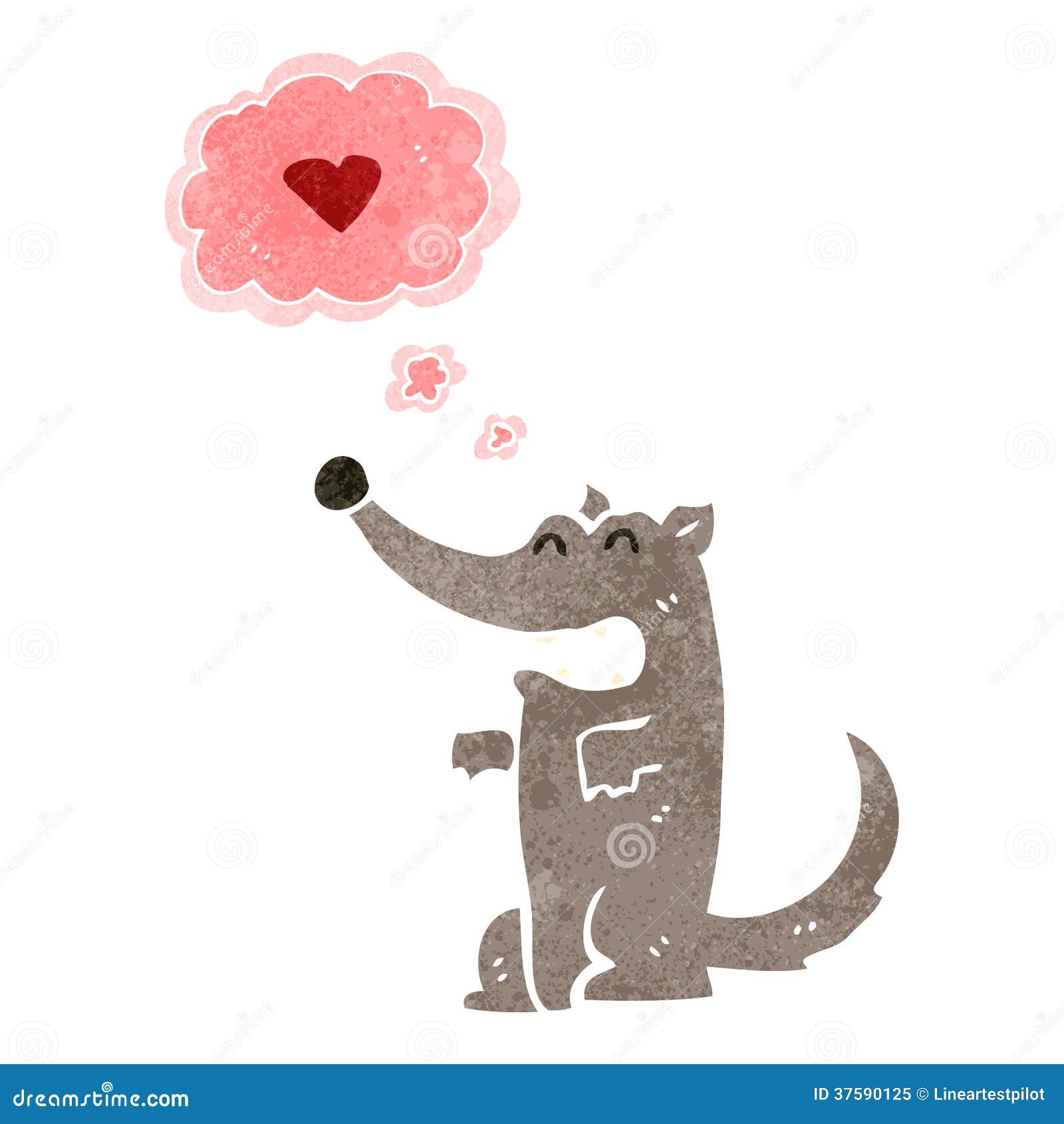 Retro cartoon wolf in love stock illustration. Illustration of drawn ...