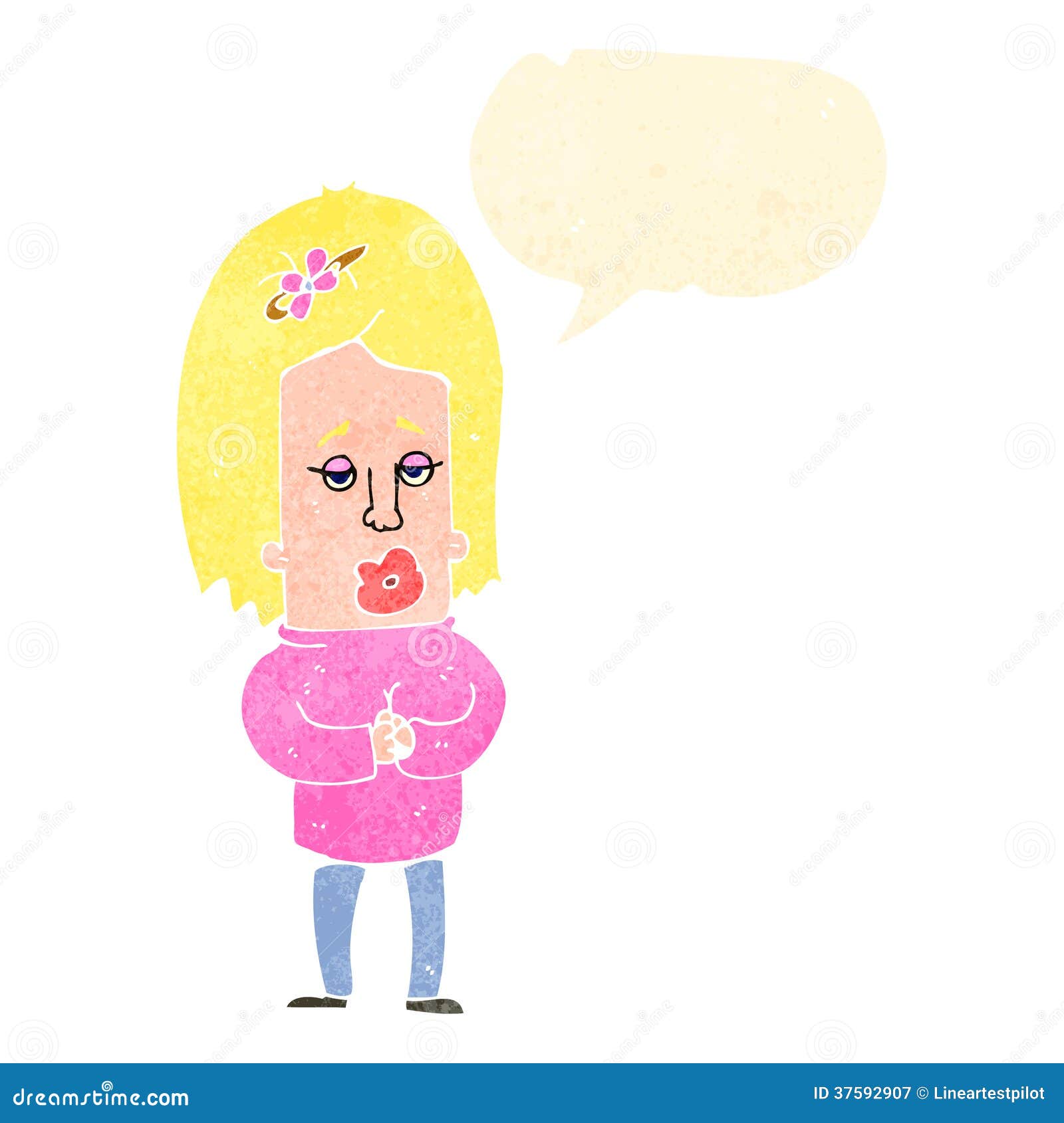 Retro Cartoon Woman With Speech Bubble Stock Vector Illustration Of