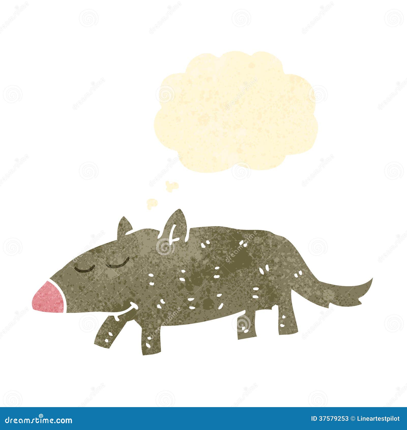 Retro Cartoon Wombat with Thought Bubble Stock Vector - Illustration of ...