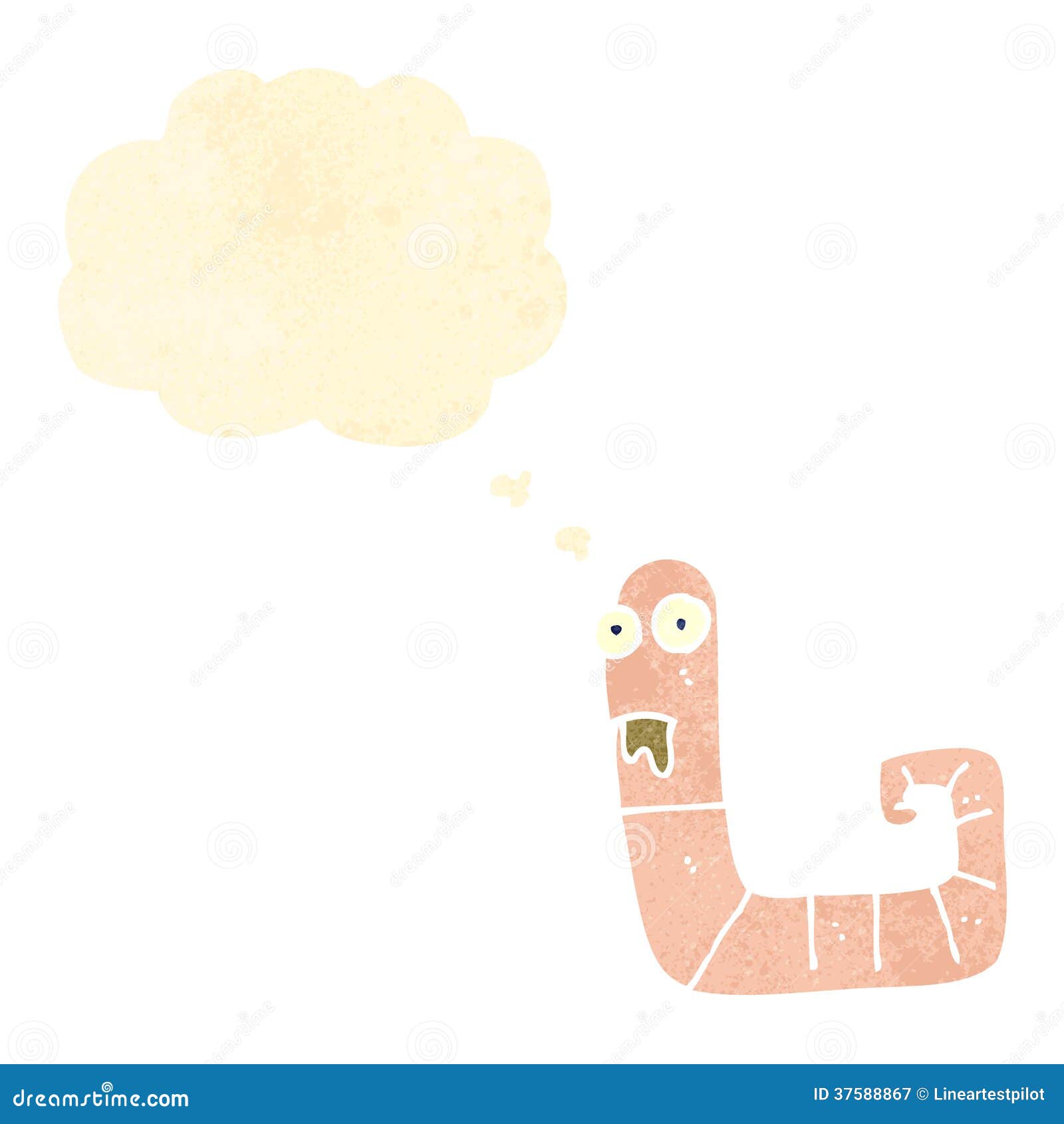 Retro Cartoon Worm with Thought Bubble Stock Vector - Illustration of ...