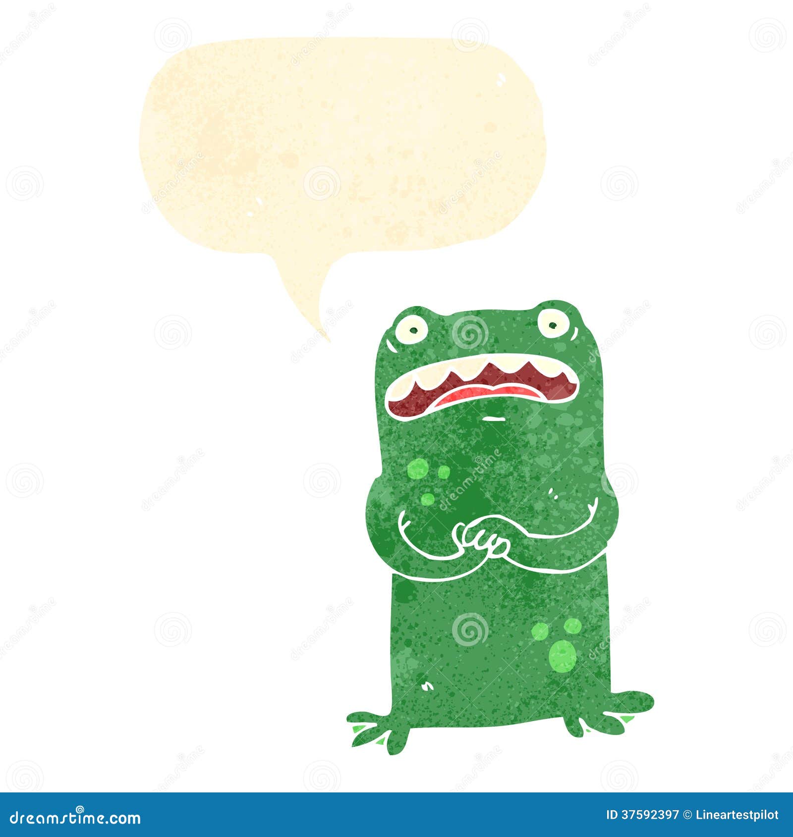 Retro cartoon worried frog stock vector. Illustration of balloon - 37592397