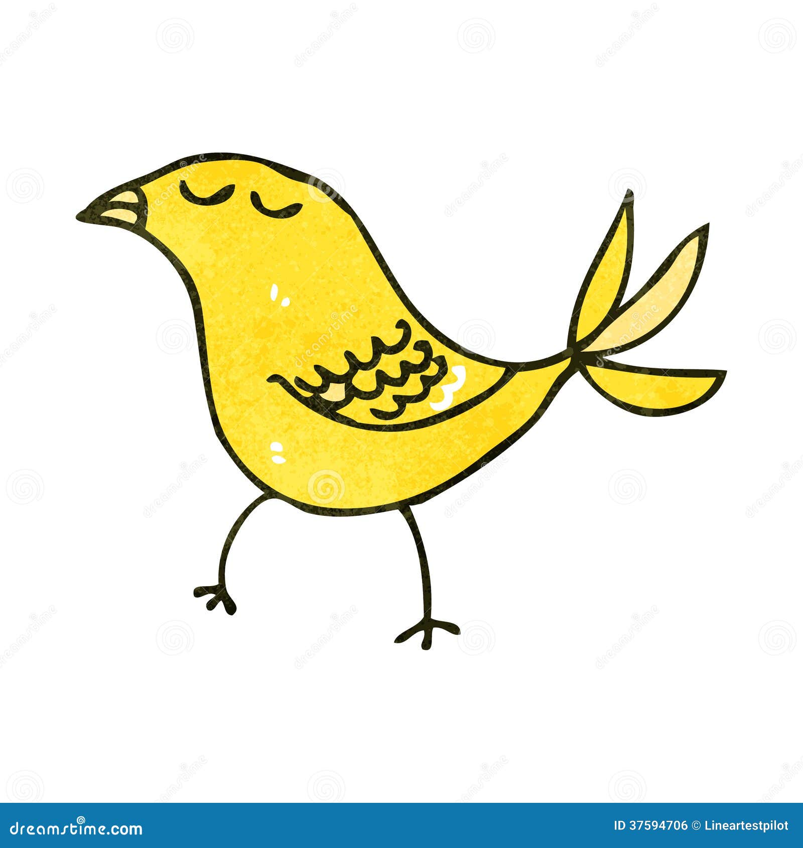 Retro cartoon yellow bird stock vector. Illustration of cute - 37594706