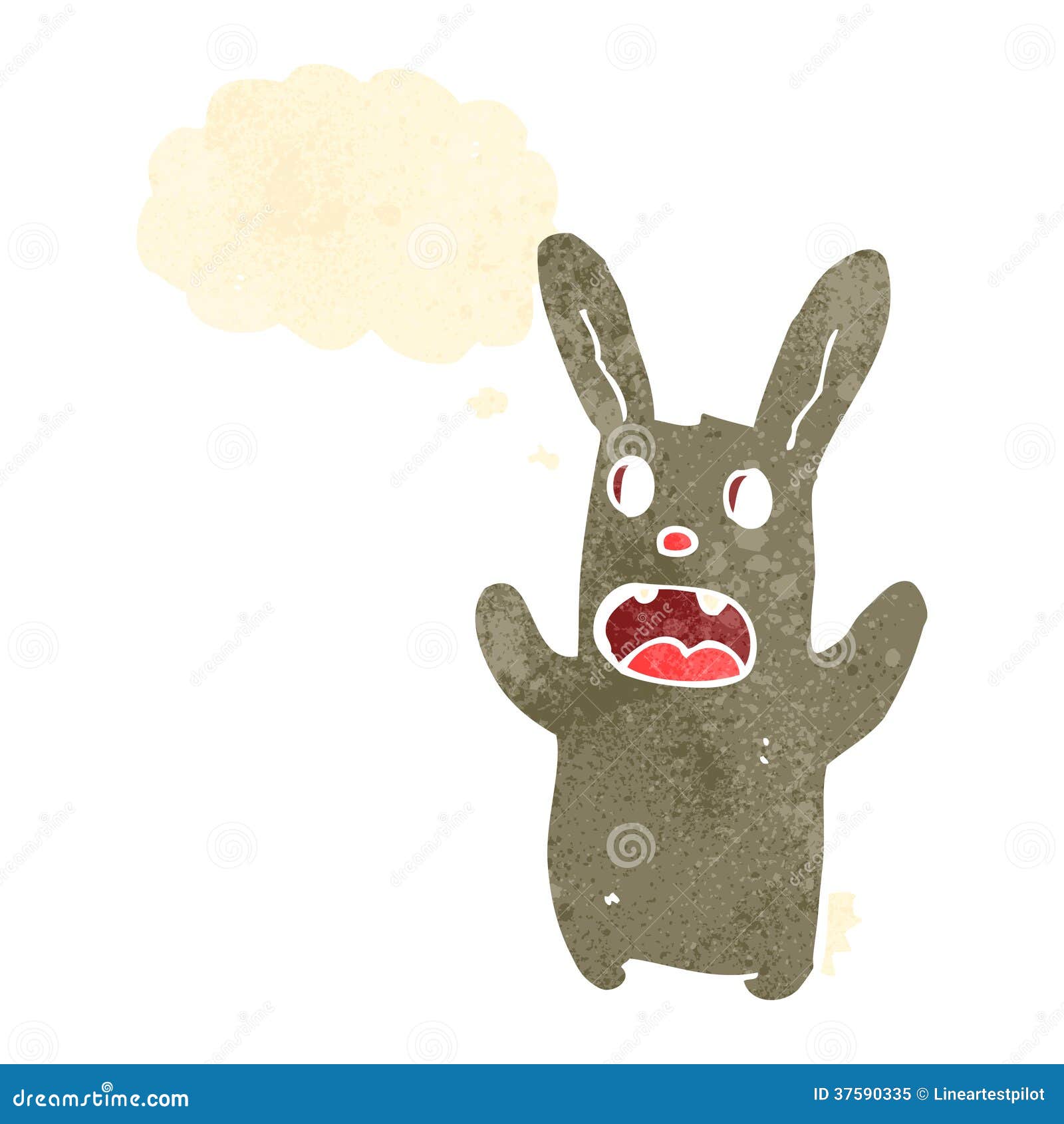 Retro Cartoon Zombie Bunny Rabbit with Thought Bubble Stock ...