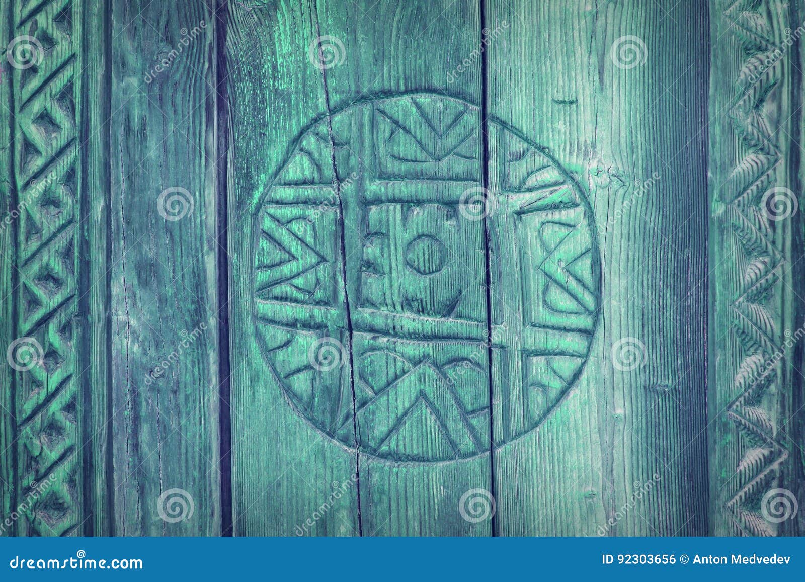 Retro Carved Wood Circle Ornament Stock Photo - Image of circle, rough ...