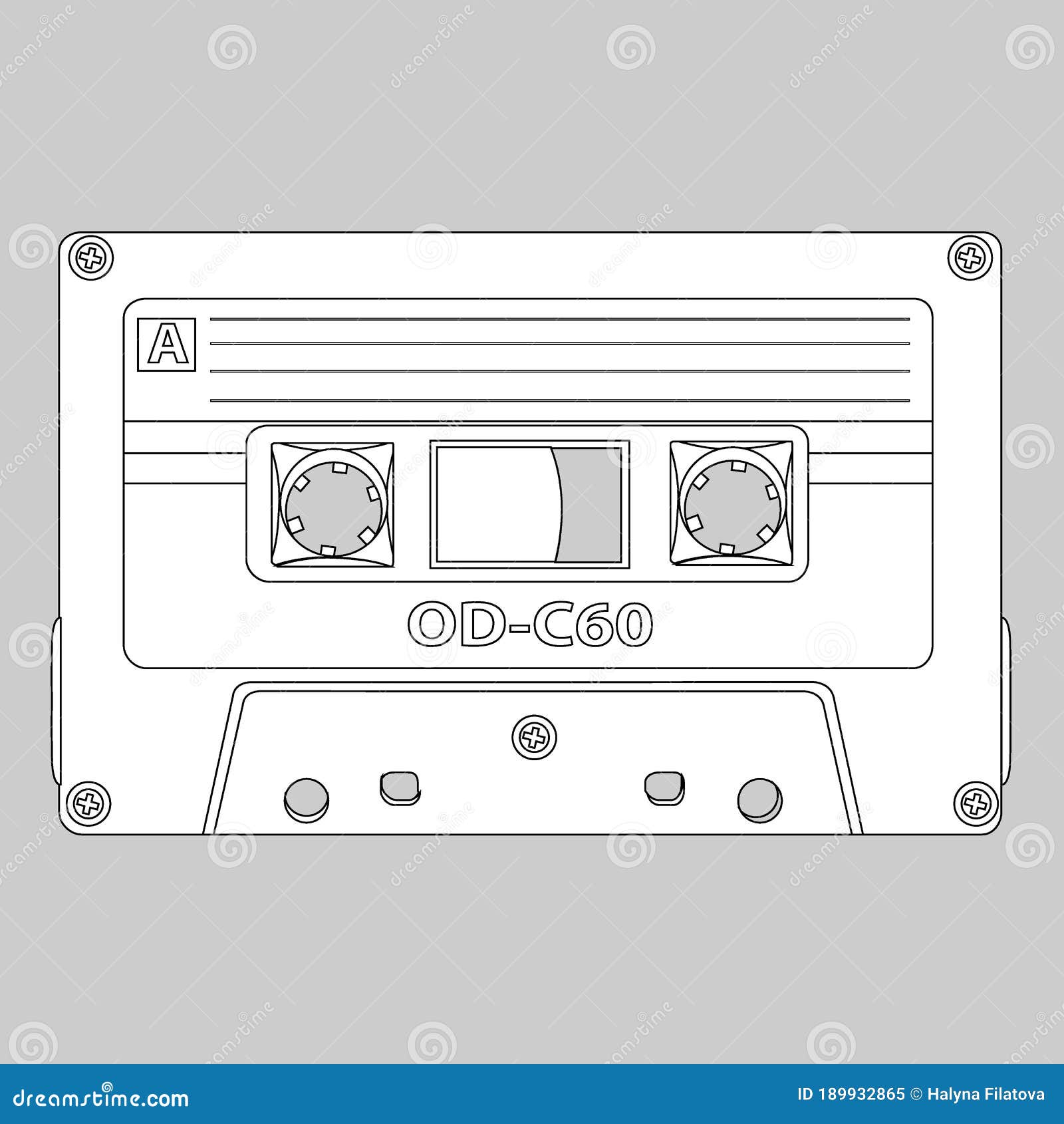 1045 Retro Cassette, Image in Graphic Retro Cassette, Linear Drawing ...