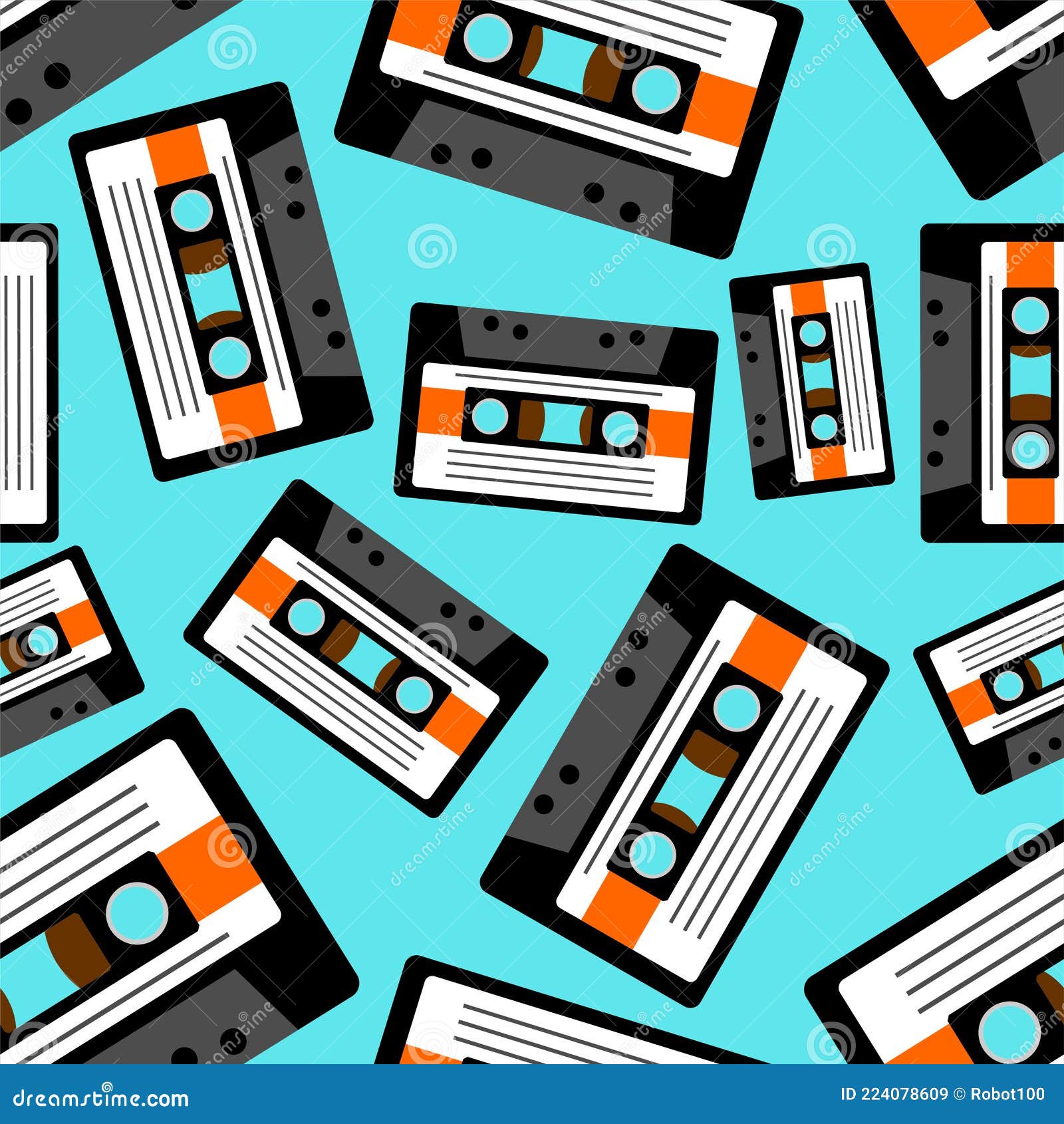 Retro Cassette Pattern Seamless. Boombox Cassette For Tape Recorder ...