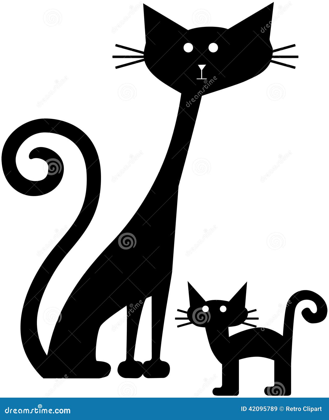 Retro Cats stock vector. Illustration of kittens, moms - 42095789