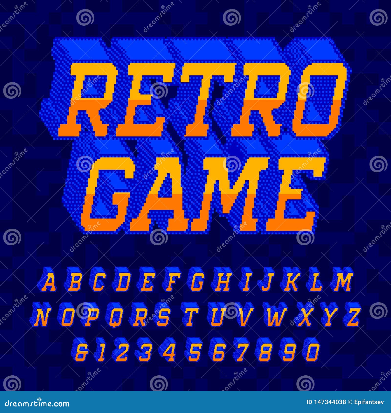 Retro Game Alphabet Font. Digital 3d Pixel Letters And Numbers. Stock ...