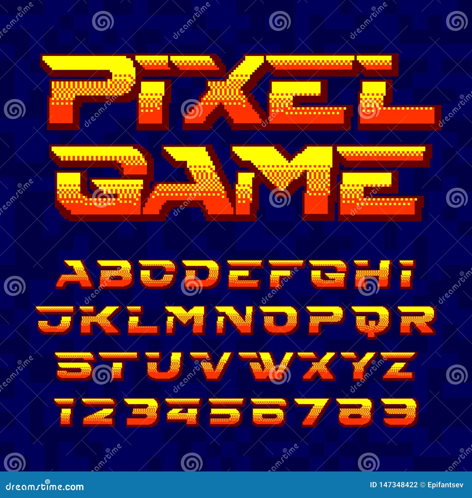 New Game Alphabet Font. 3D Pixel Letters, Numbers And Punctuations ...