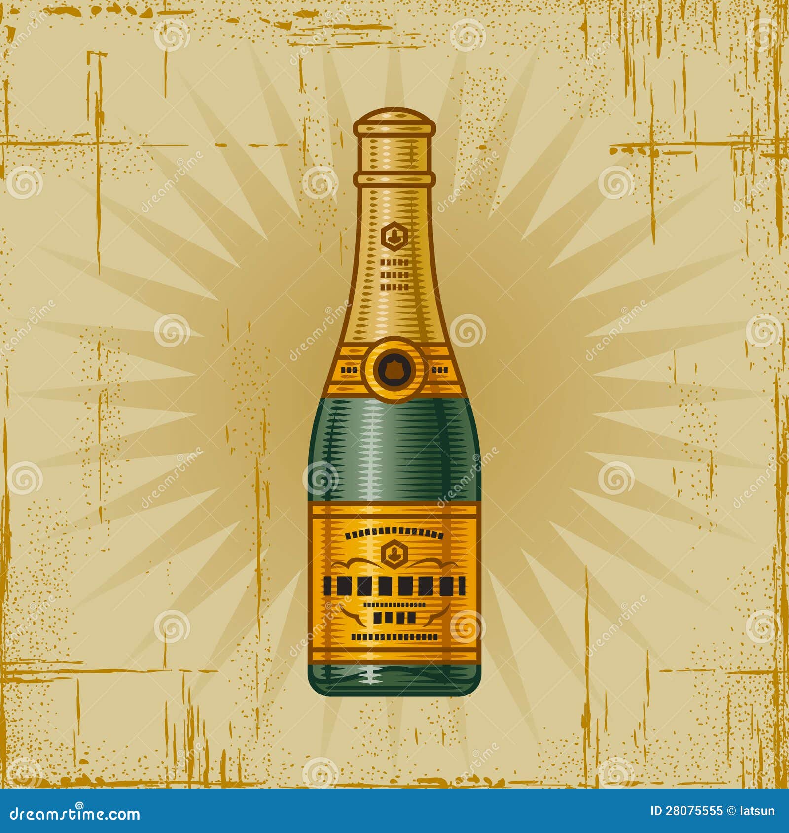 Retro Champagne Bottle stock vector. Illustration of champagne - 28075555