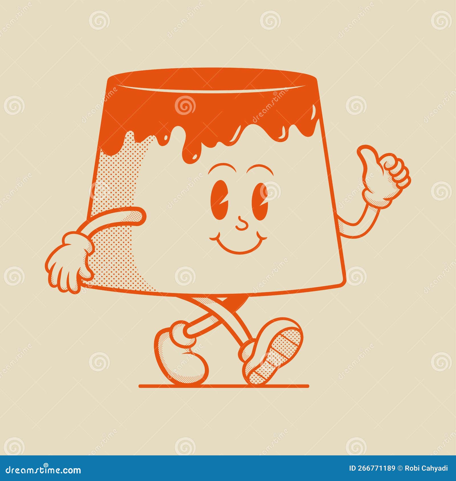 Custard Pudding Character, Retro Mascot Character Stock Vector ...