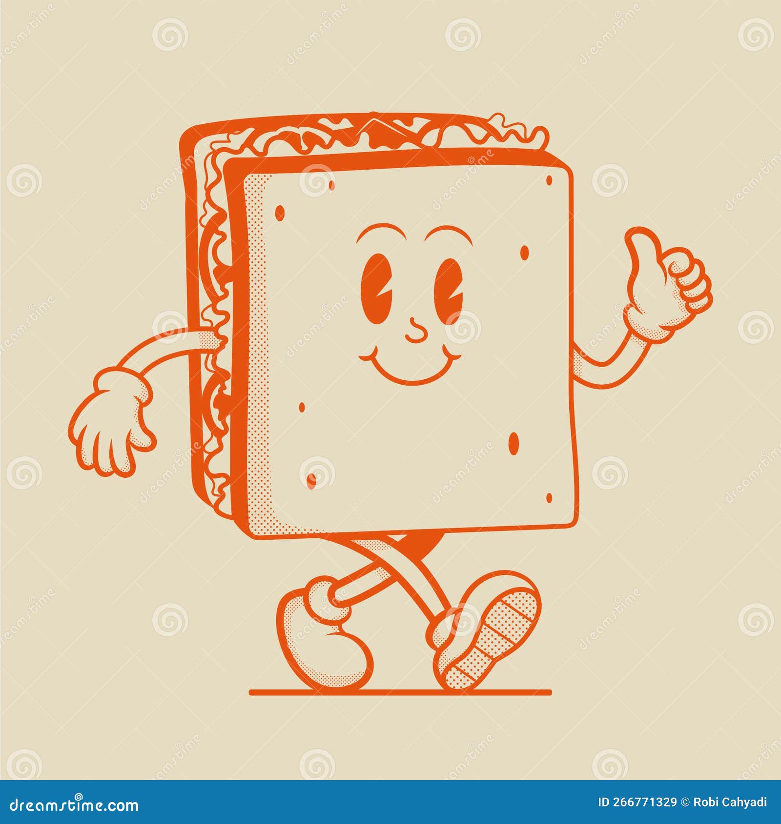 Sandwich Character, Retro Mascot Character Stock Vector - Illustration ...