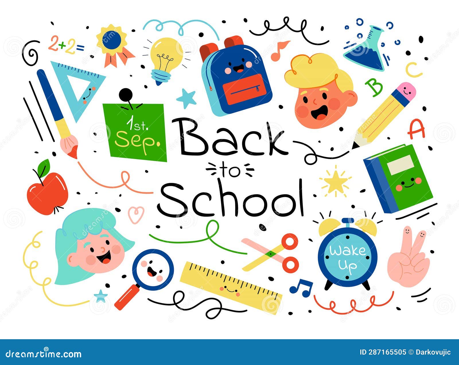 Retro Charaters Design - Back To School Stock Vector - Illustration of ...