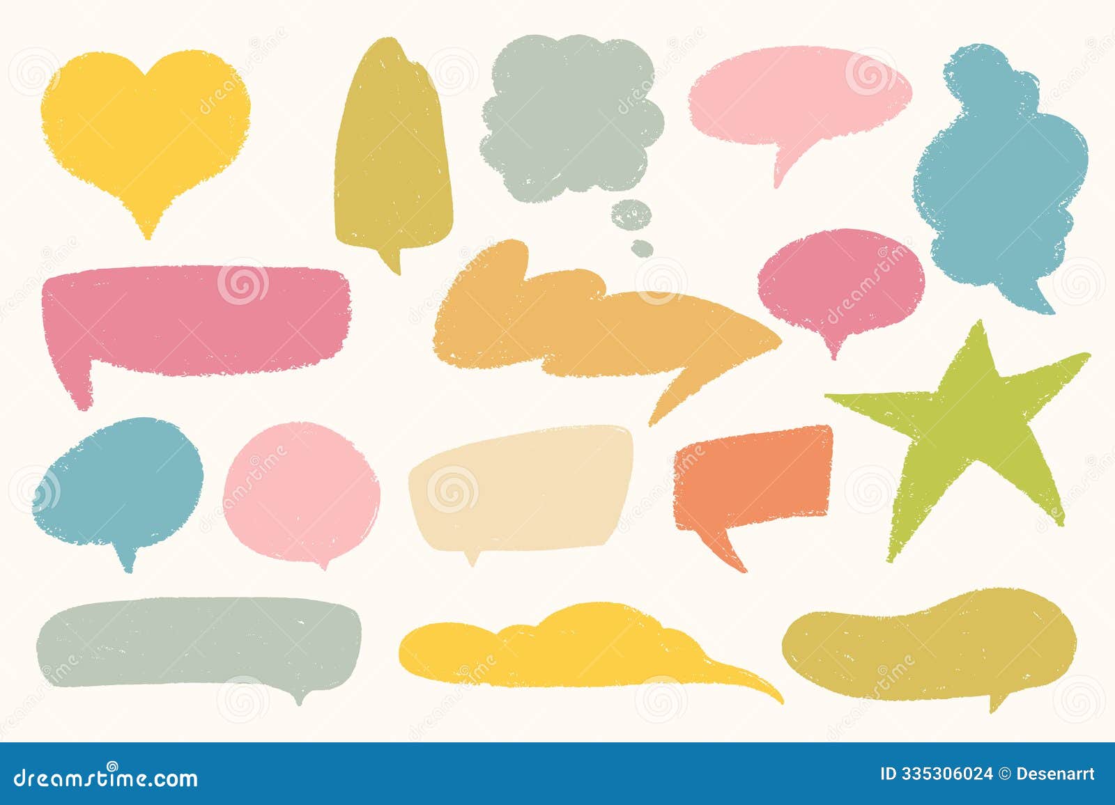 Retro Chat Bubbles. Textured Collection of Grunge Speech Frames Stock ...