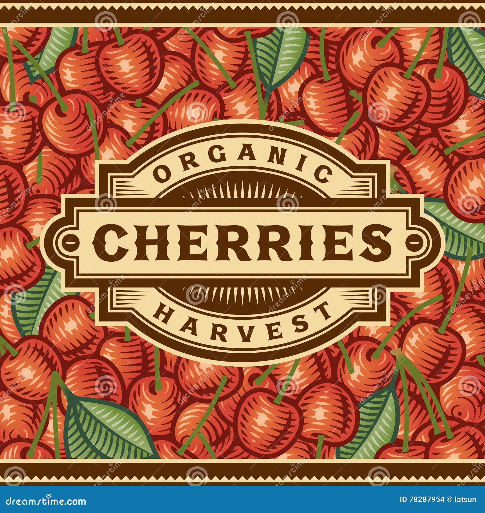 Retro Cherry Harvest Label illustrazione vettoriale. Illustrazione di ...