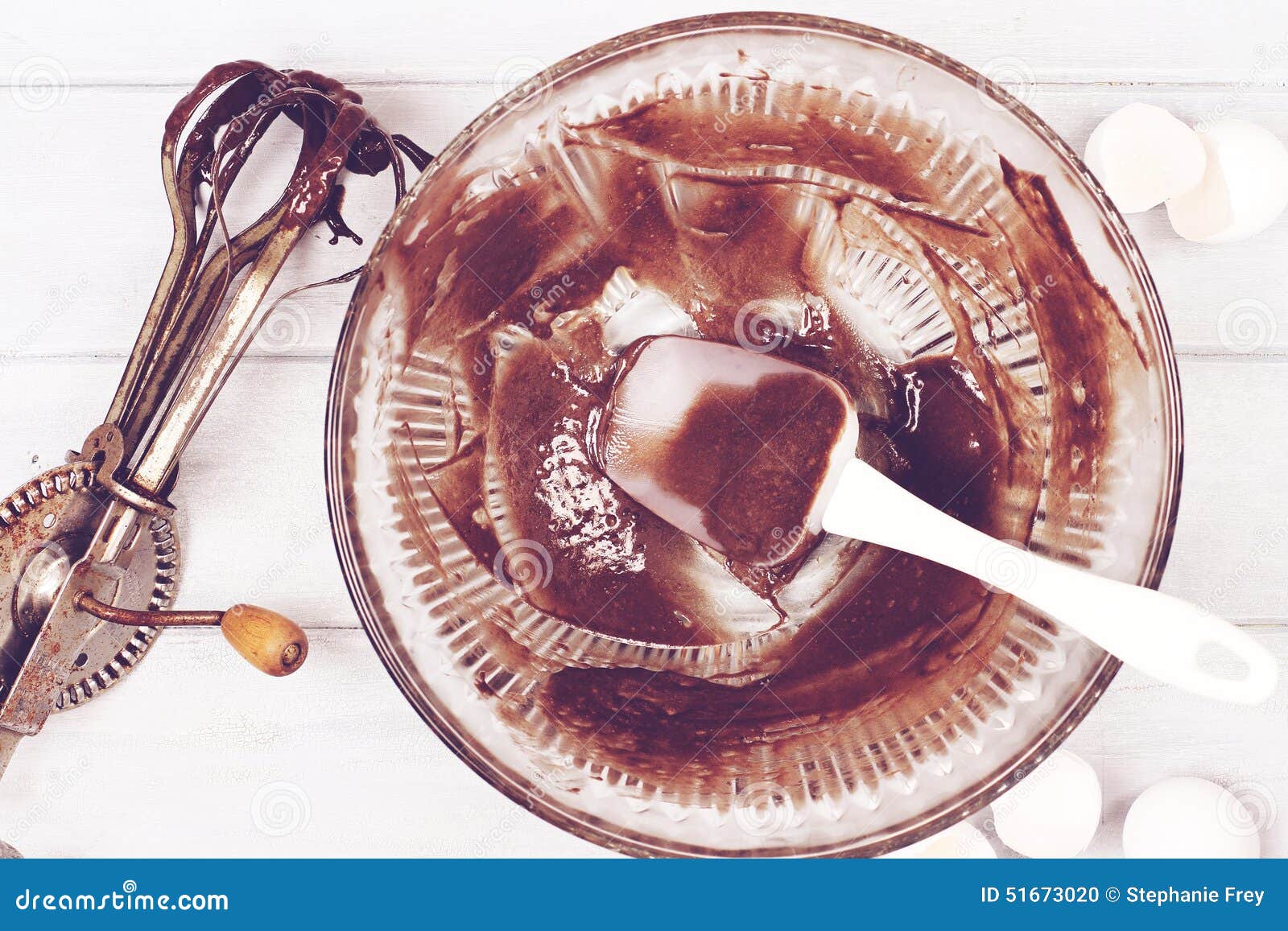 Retro Chocolate Cake Batter Stock Photo - Image of food, mixer: 51673020
