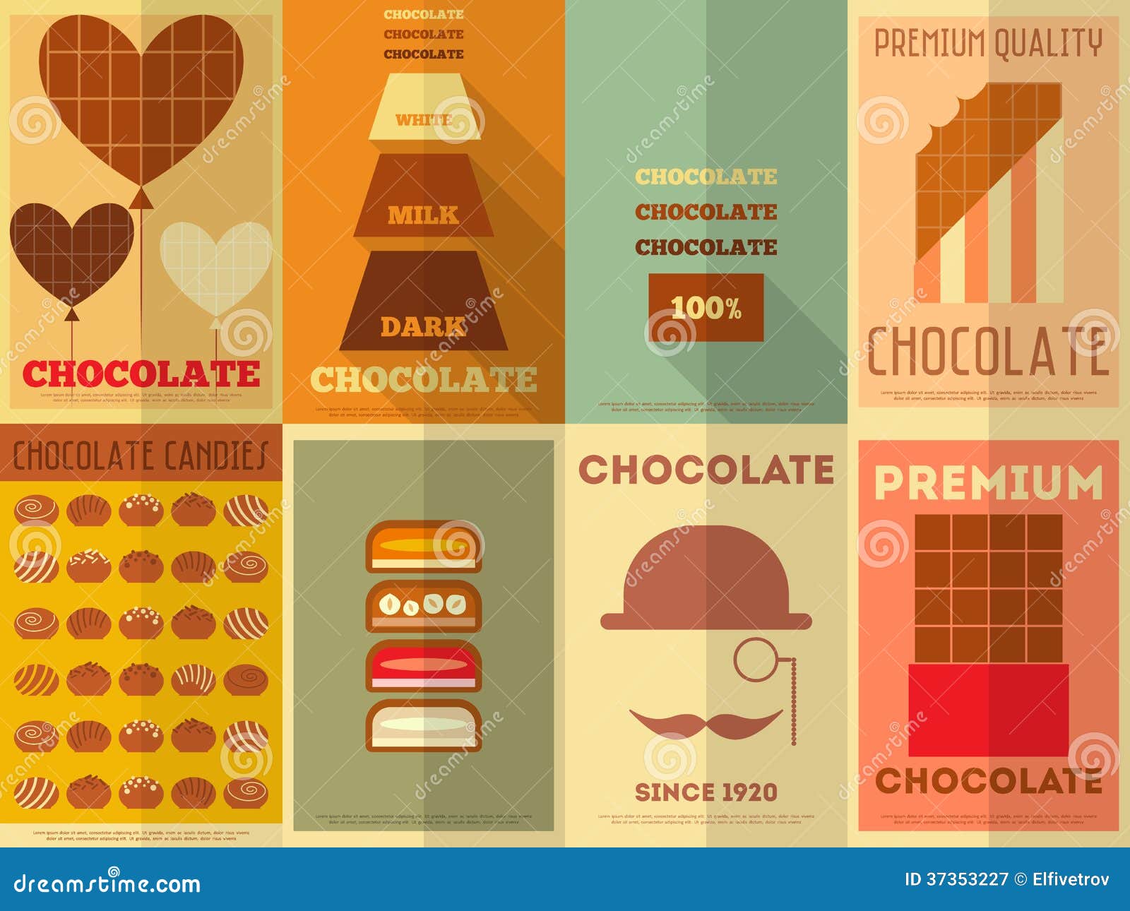 Retro Chocolate Posters Collection Stock Vector - Illustration of sign ...