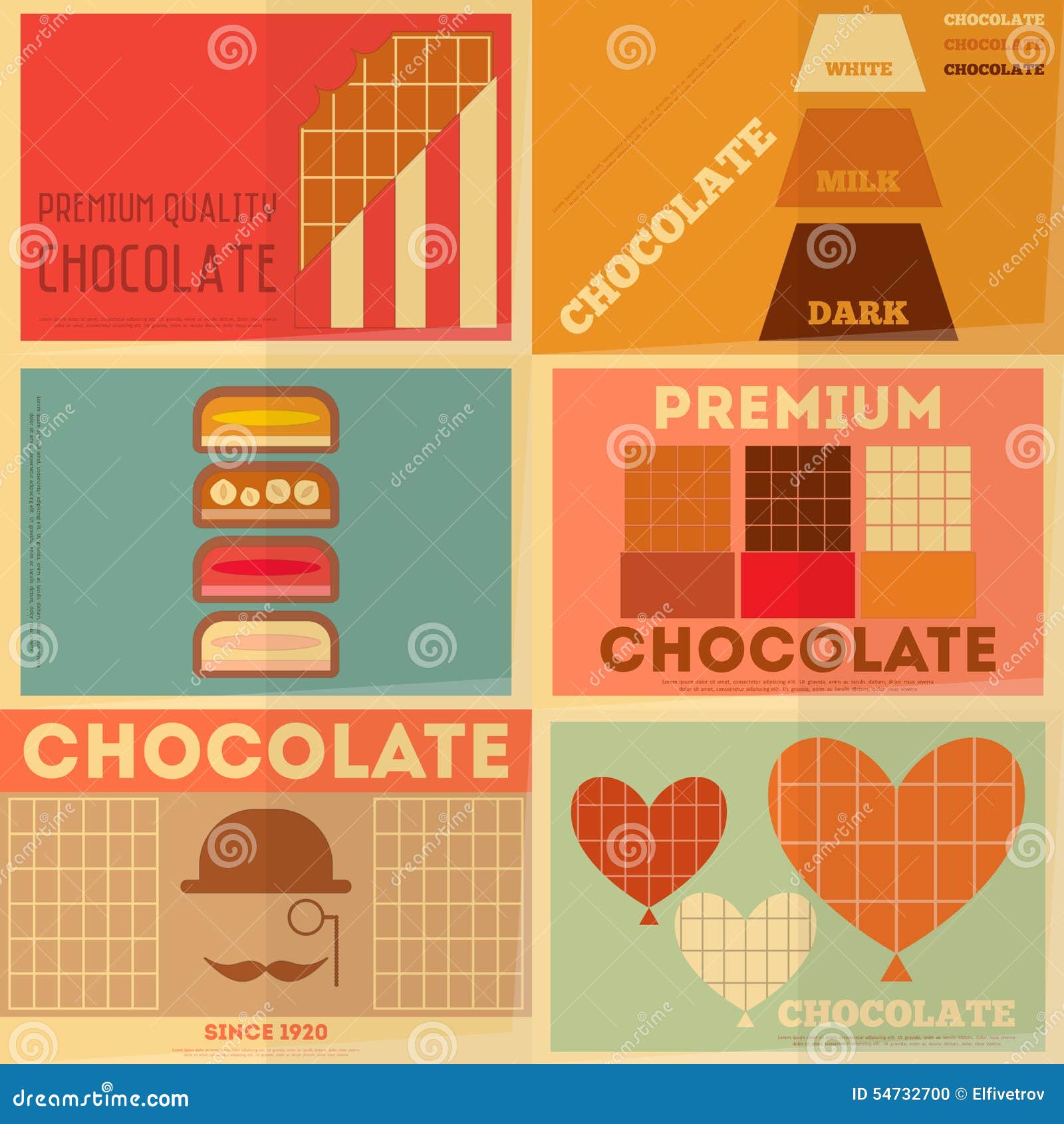 Retro Chocolate Posters Collection Stock Vector - Illustration of label ...
