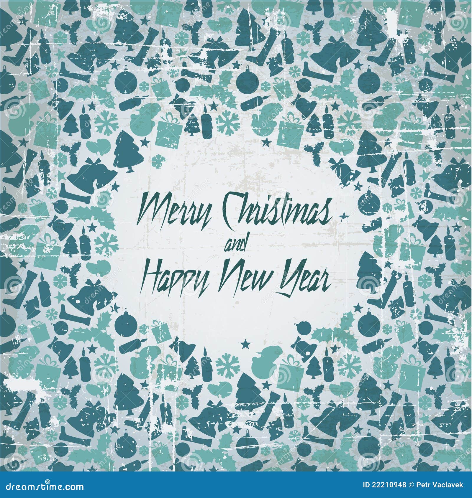 Retro Christmas Card with Seasonal Pattern Stock Vector - Illustration ...