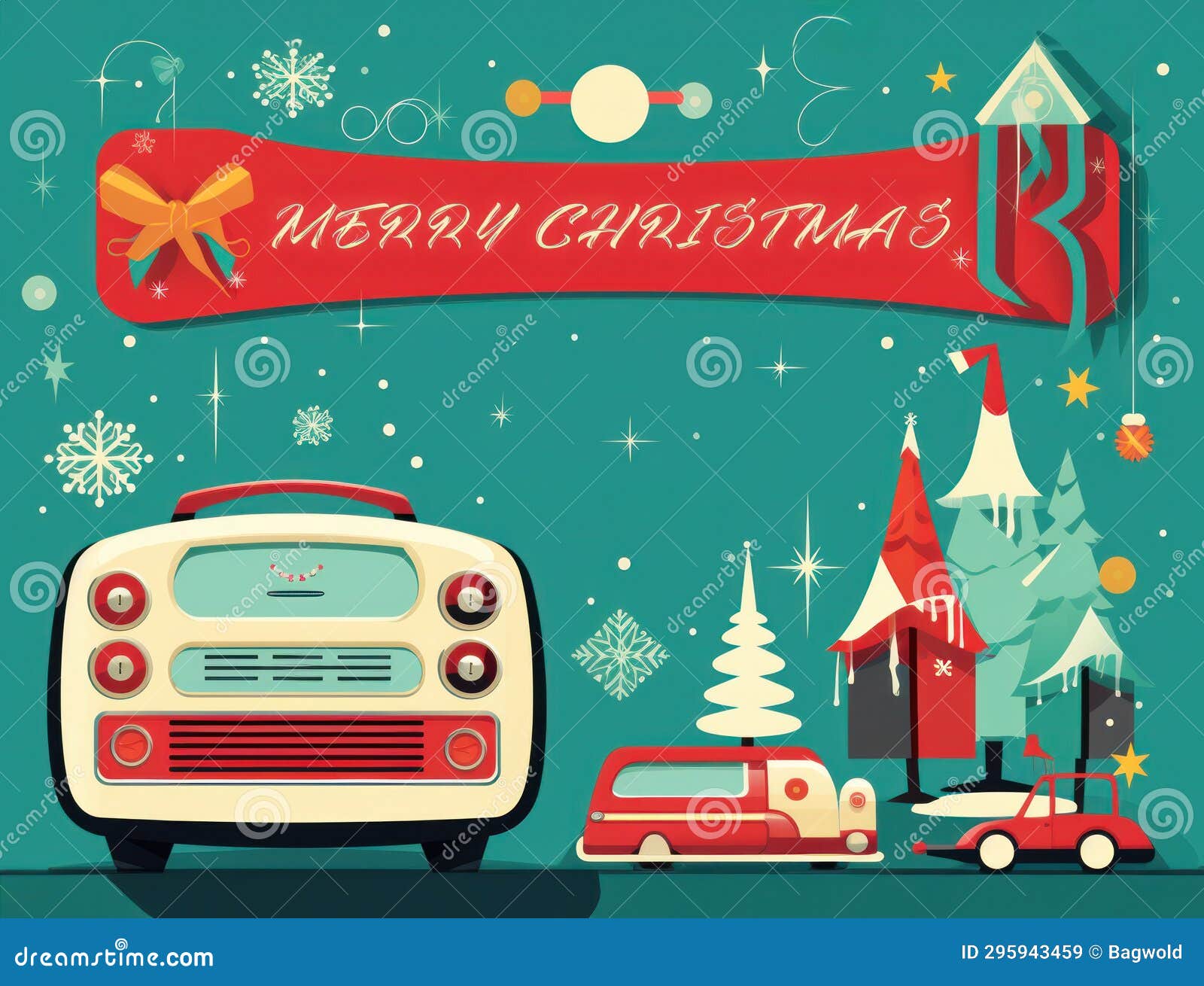 Retro Christmas Design in Retro Festive Colours Stock Illustration ...