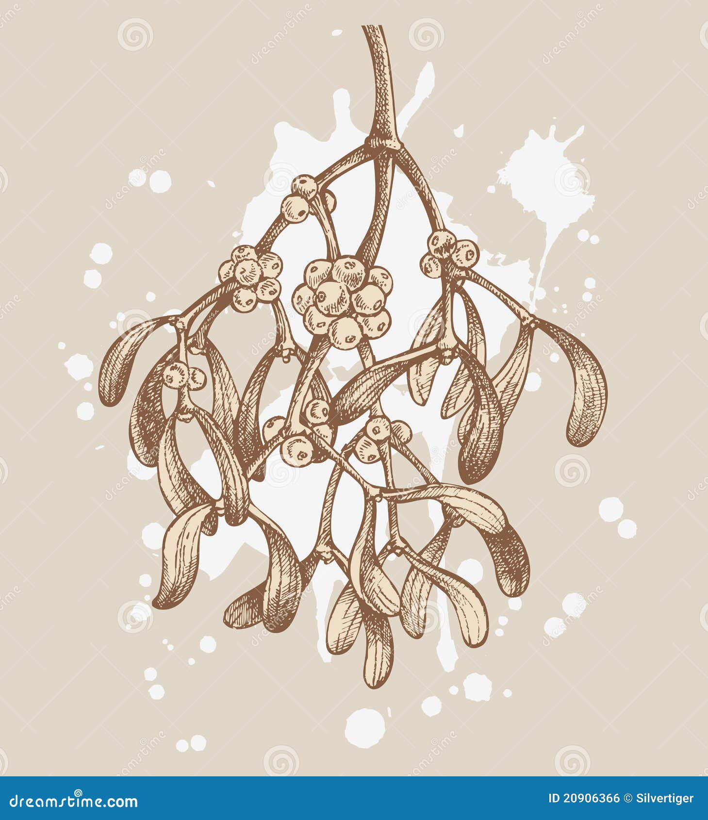 Retro christmas mistletoe stock vector. Illustration of etching - 20906366