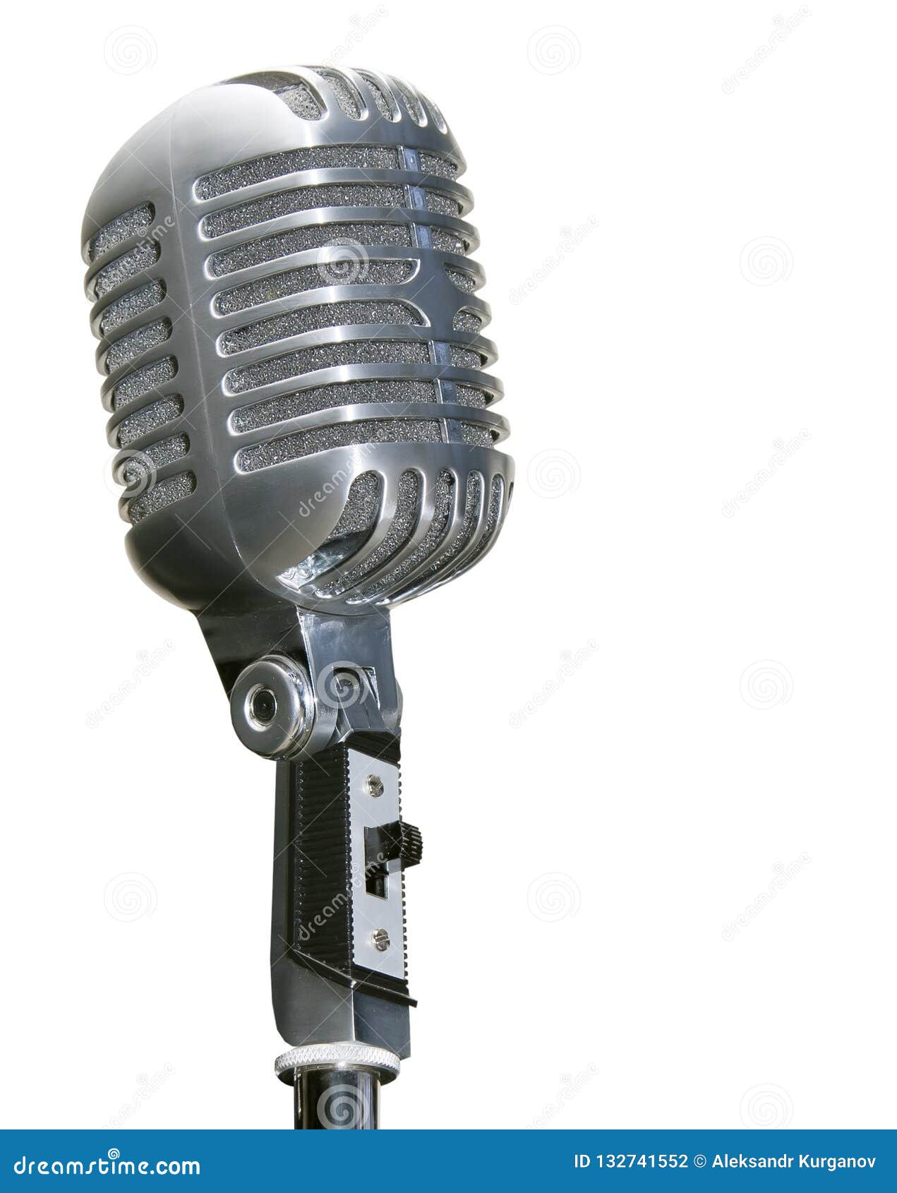 Retro Chrome Microphone Isolated White Stock Photo - Image of radio ...