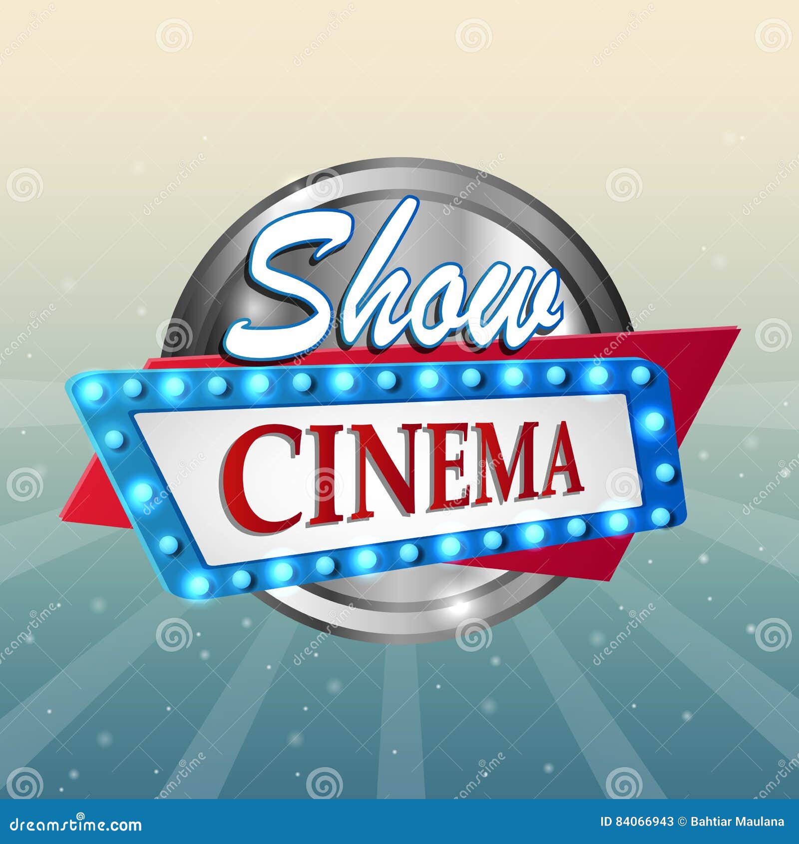 Retro Cinema Sign with Light Frame Stock Vector - Illustration of blue ...