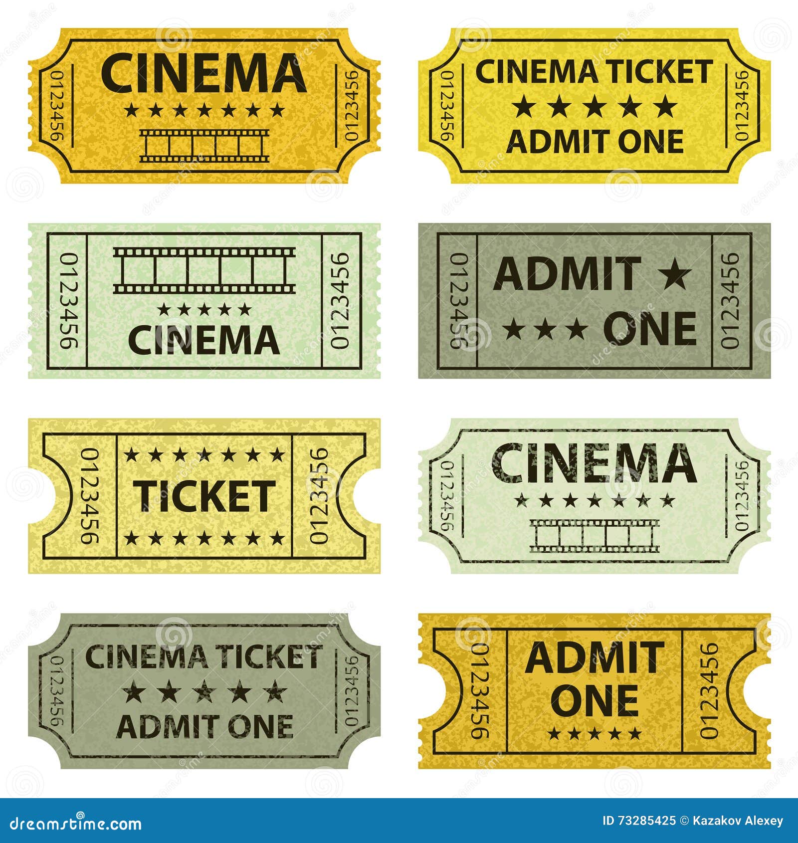 Retro cinema tickets. stock vector. Illustration of design - 73285425