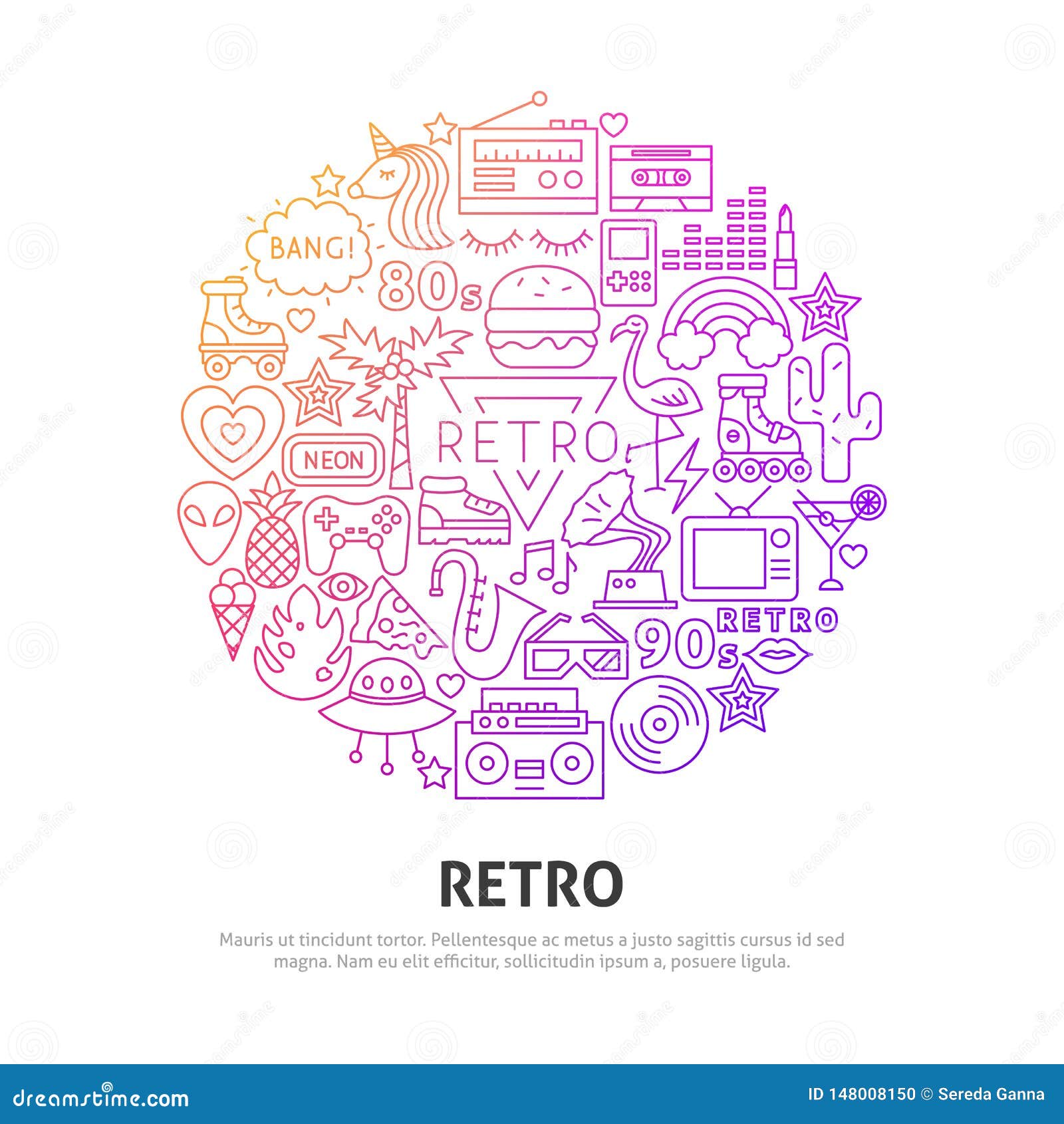 Retro Circle Concept stock vector. Illustration of martini - 148008150