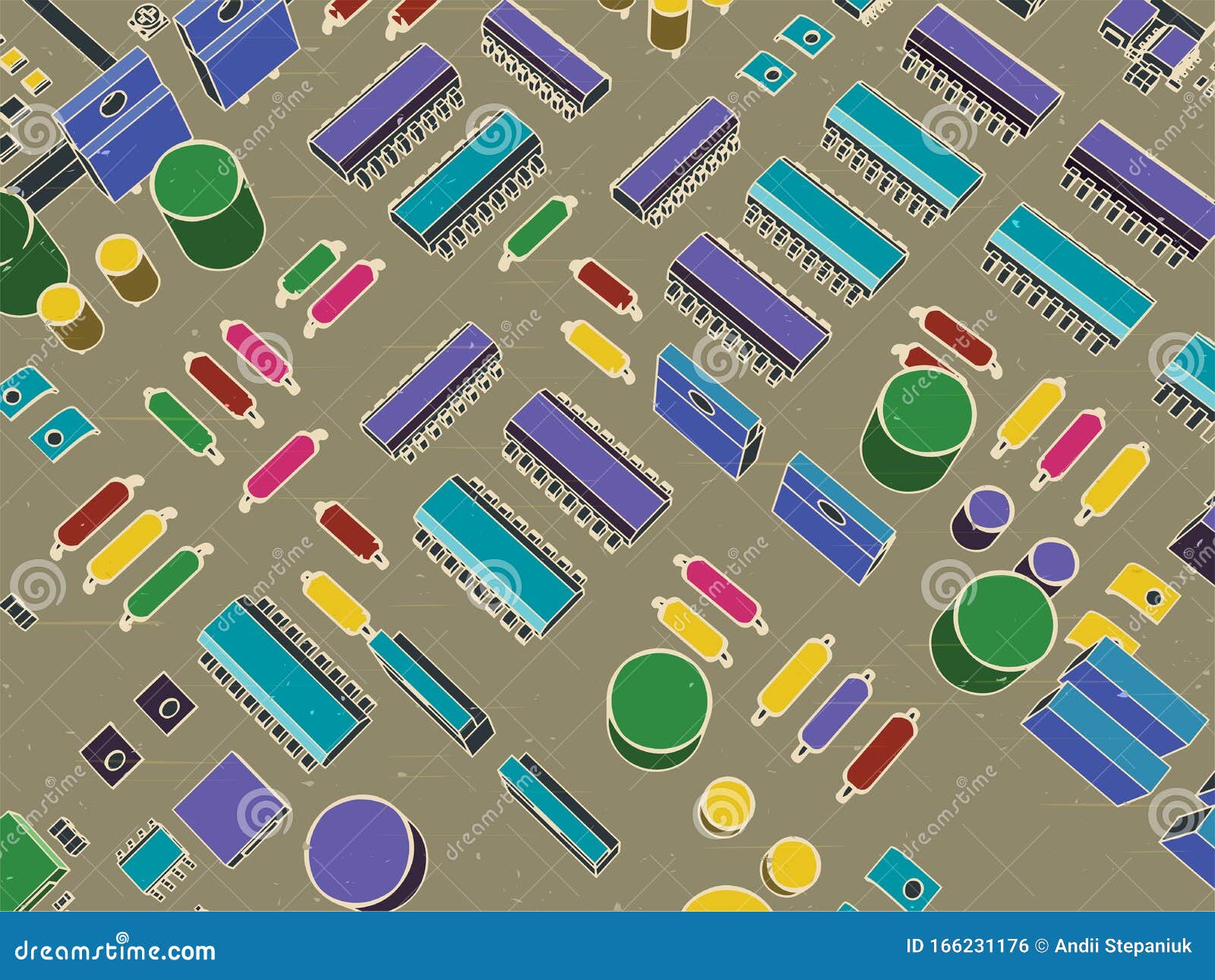 Retro Circuit design stock vector. Illustration of scheme - 166231176