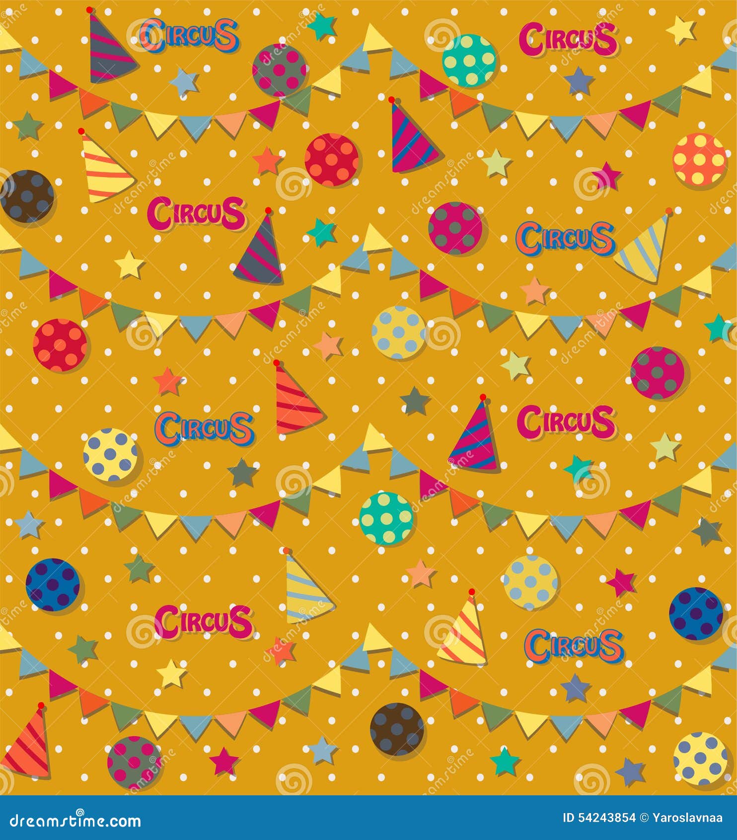 Retro Circus Seamless Vector Pattern Stock Vector - Illustration of ...