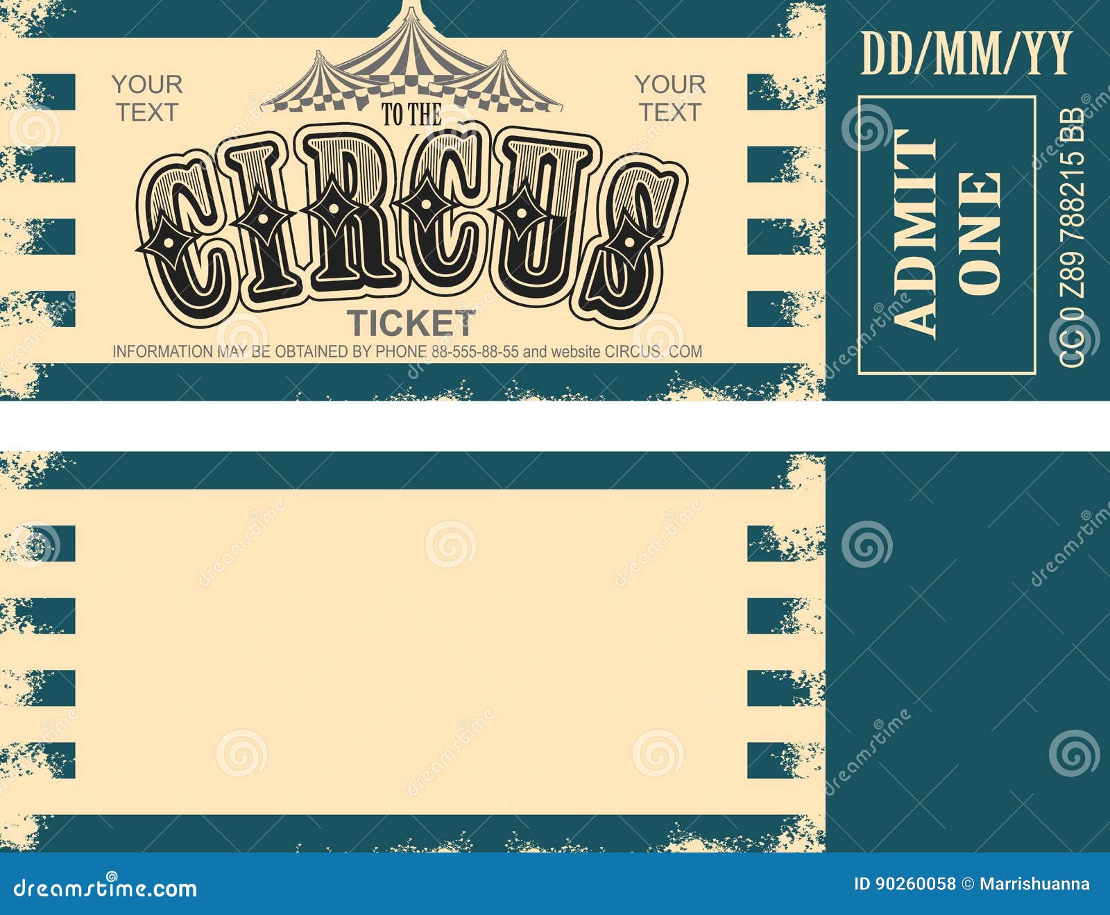 Carnival Two Sides Poster, Funfair Funny Tickets Cartoon Vector ...